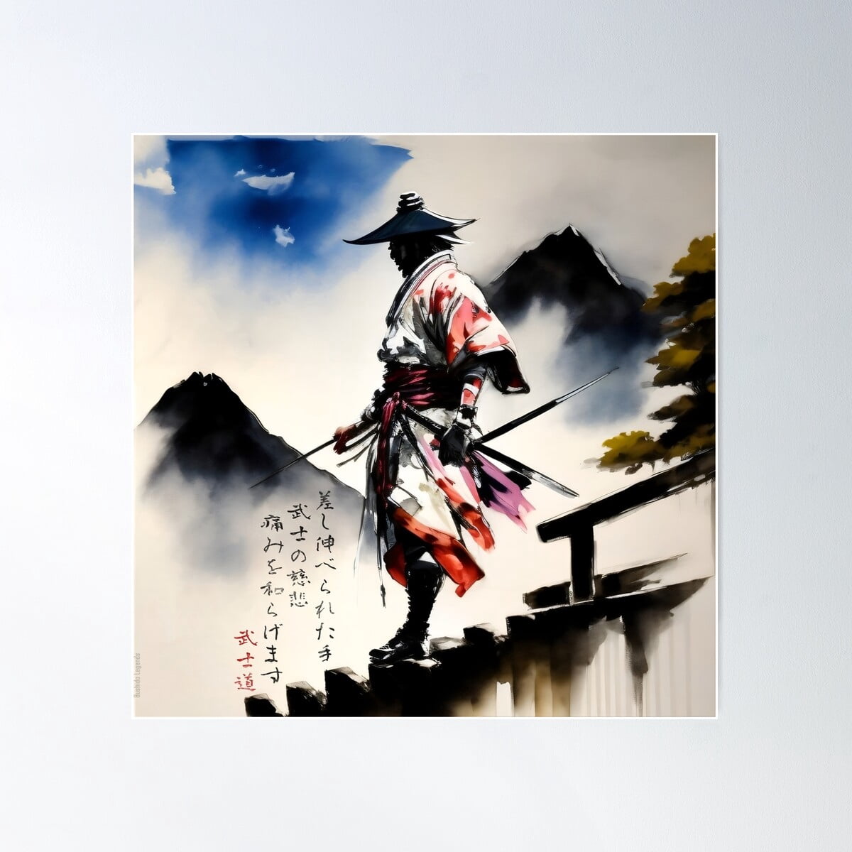 Oriental Art, Samurai Painting With Japanese Poem About Benevolence ...