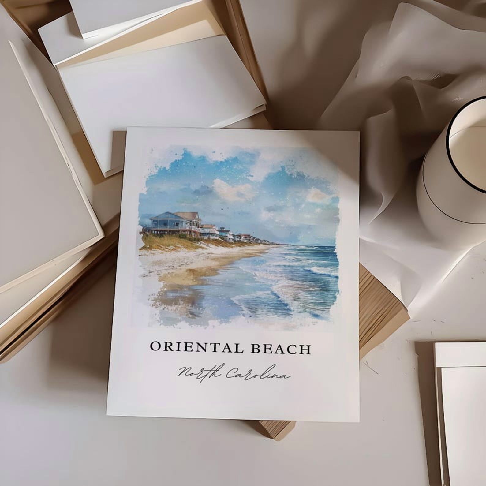Oriental Beach NC Art Oriental Beach Print Pamlico Watercolor John Bond ...
