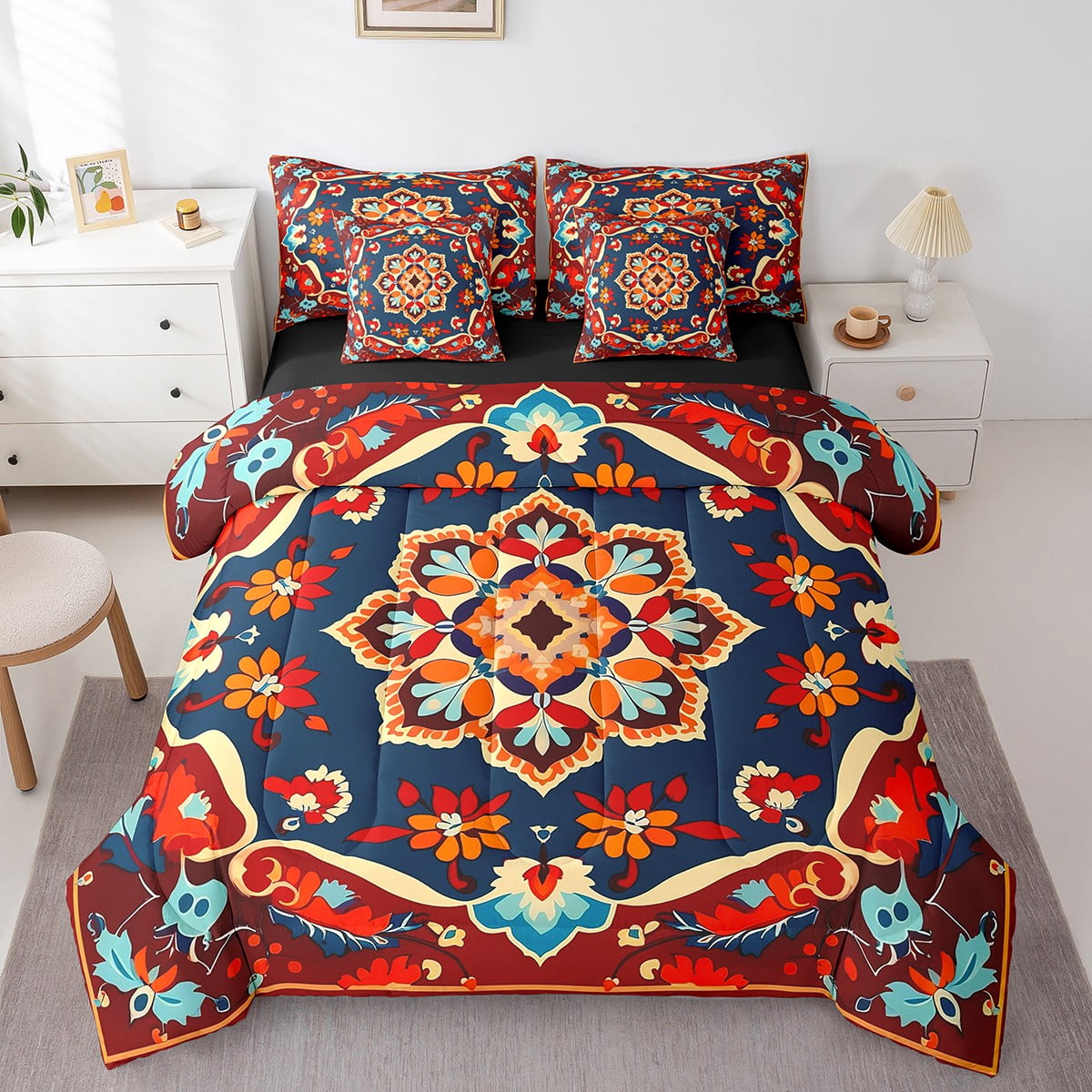 Oriental Bed in a Bag Vintage King Bedding Sets, Persian Floral ...