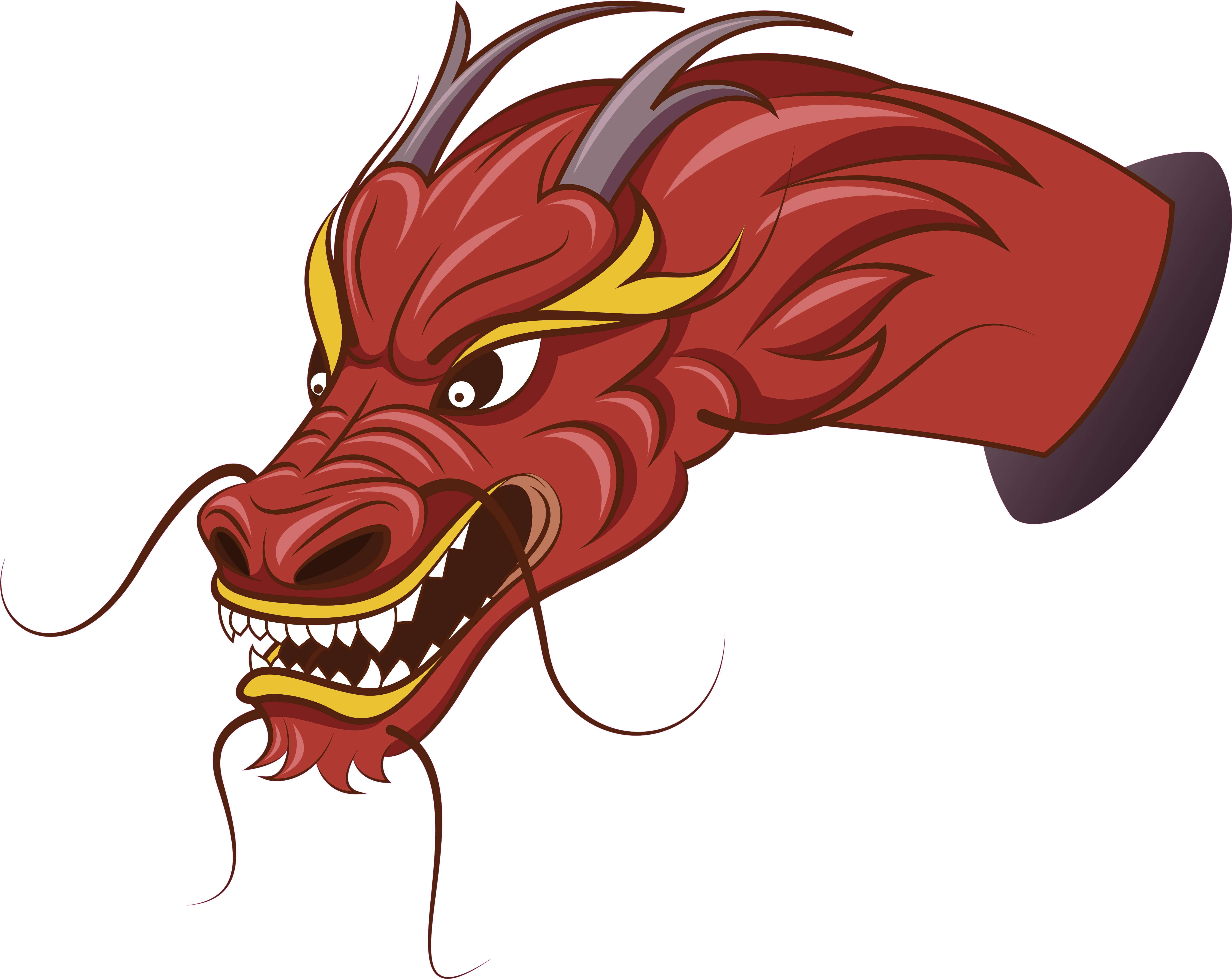 Oriental Chinese Red Dragon Roaring Vinyl Wall Decal - Mythical Beast ...