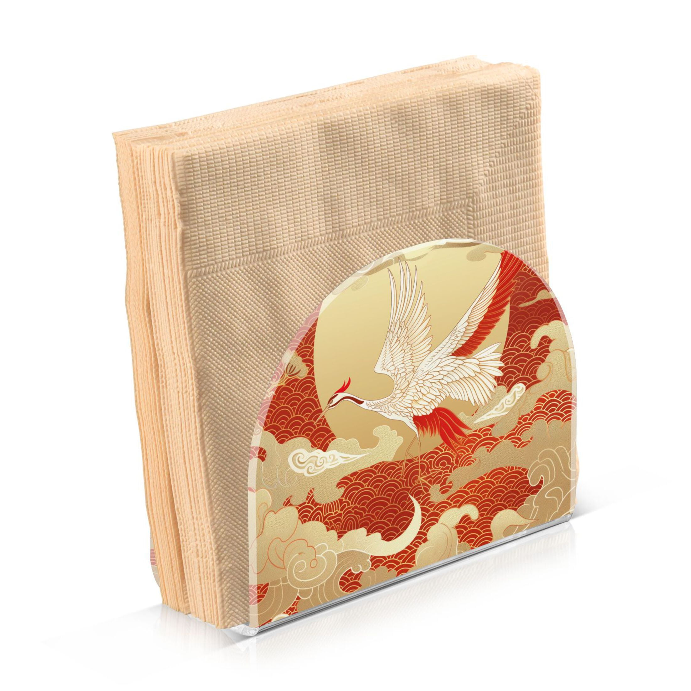 Oriental Crane Bird Flying Napkin Holder for Table Acrylic Clear Tissue ...