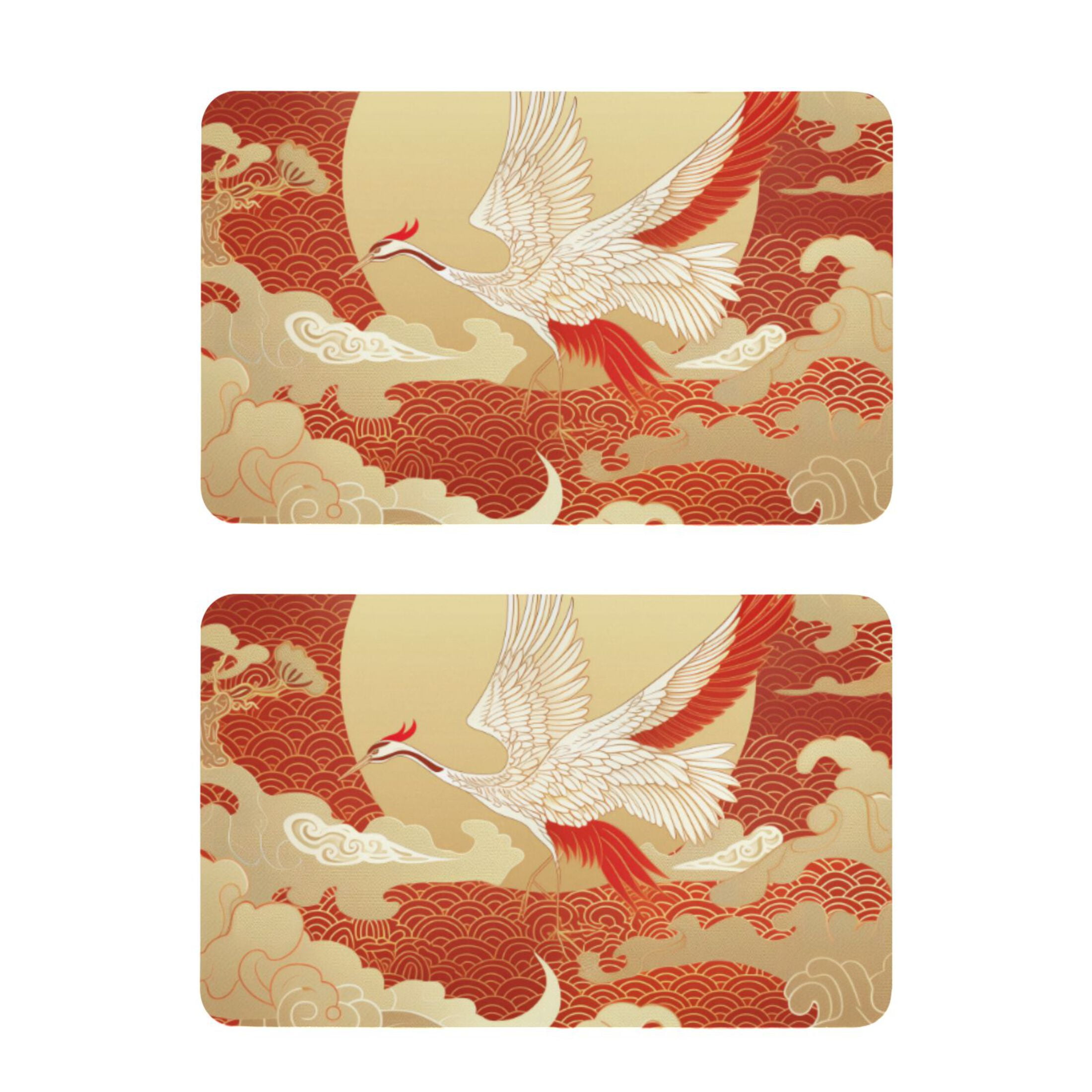 Oriental Crane Bird Flying Refrigerator Magnet Stickers Square Fridge ...