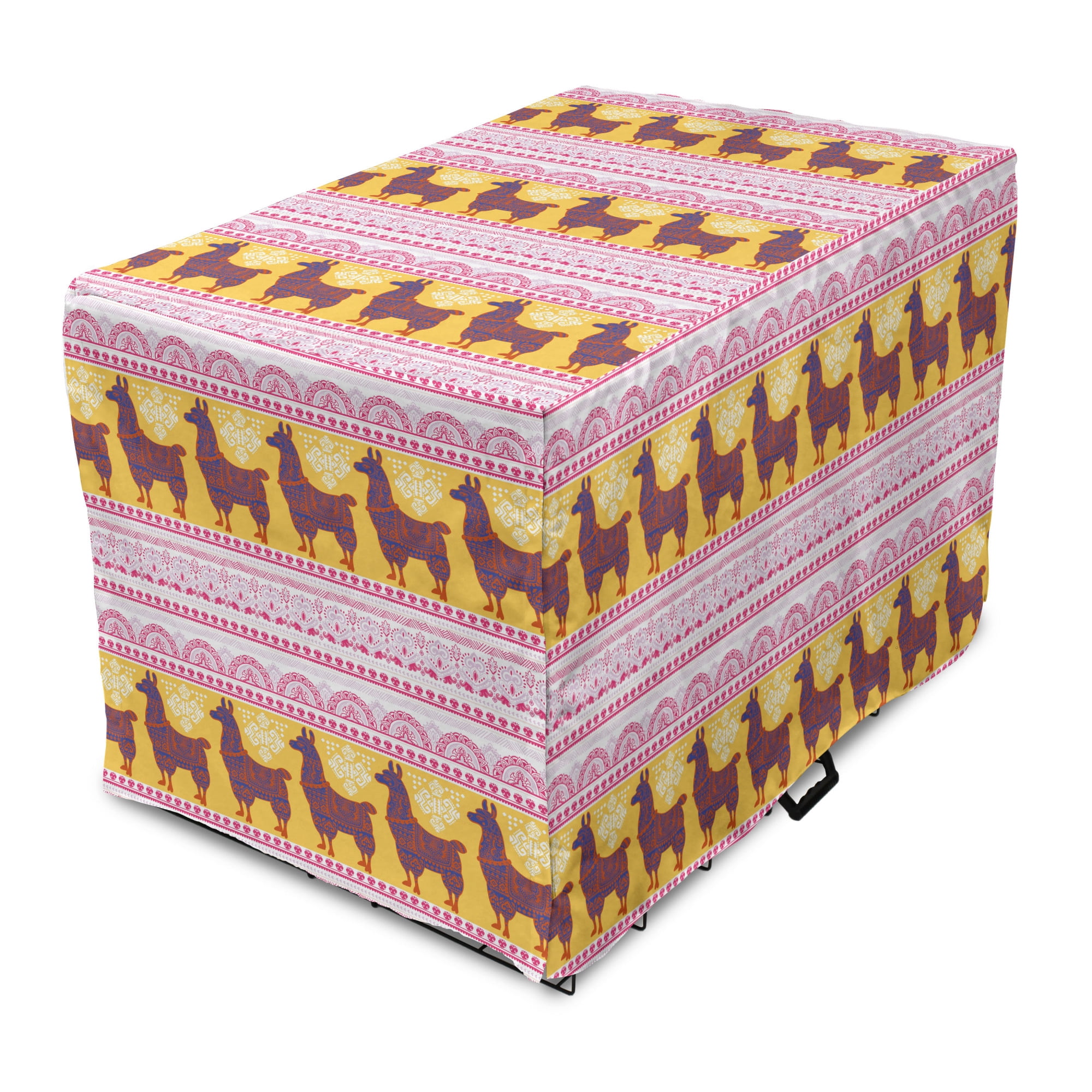 Oriental Dog Crate Cover, Ornamental Alpaca or Llama Feels, Easy to Use ...