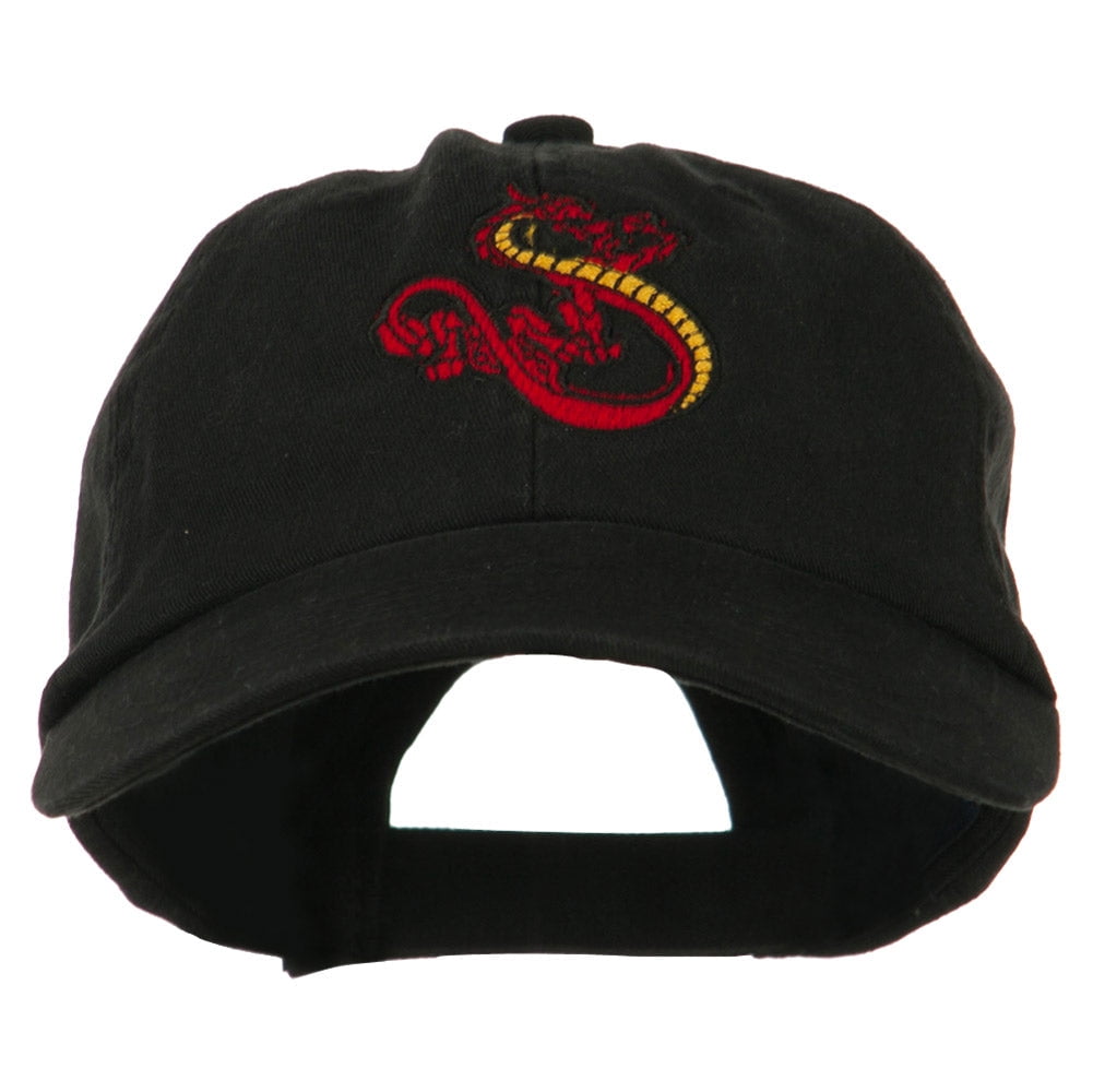 Oriental Dragon Embroidered Washed Cap - Black OSFM - Walmart.com