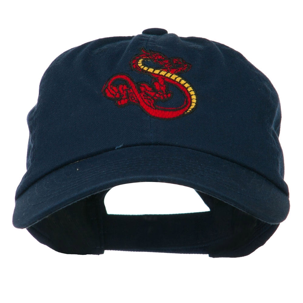 Oriental Dragon Embroidered Washed Cap - Navy OSFM - Walmart.com