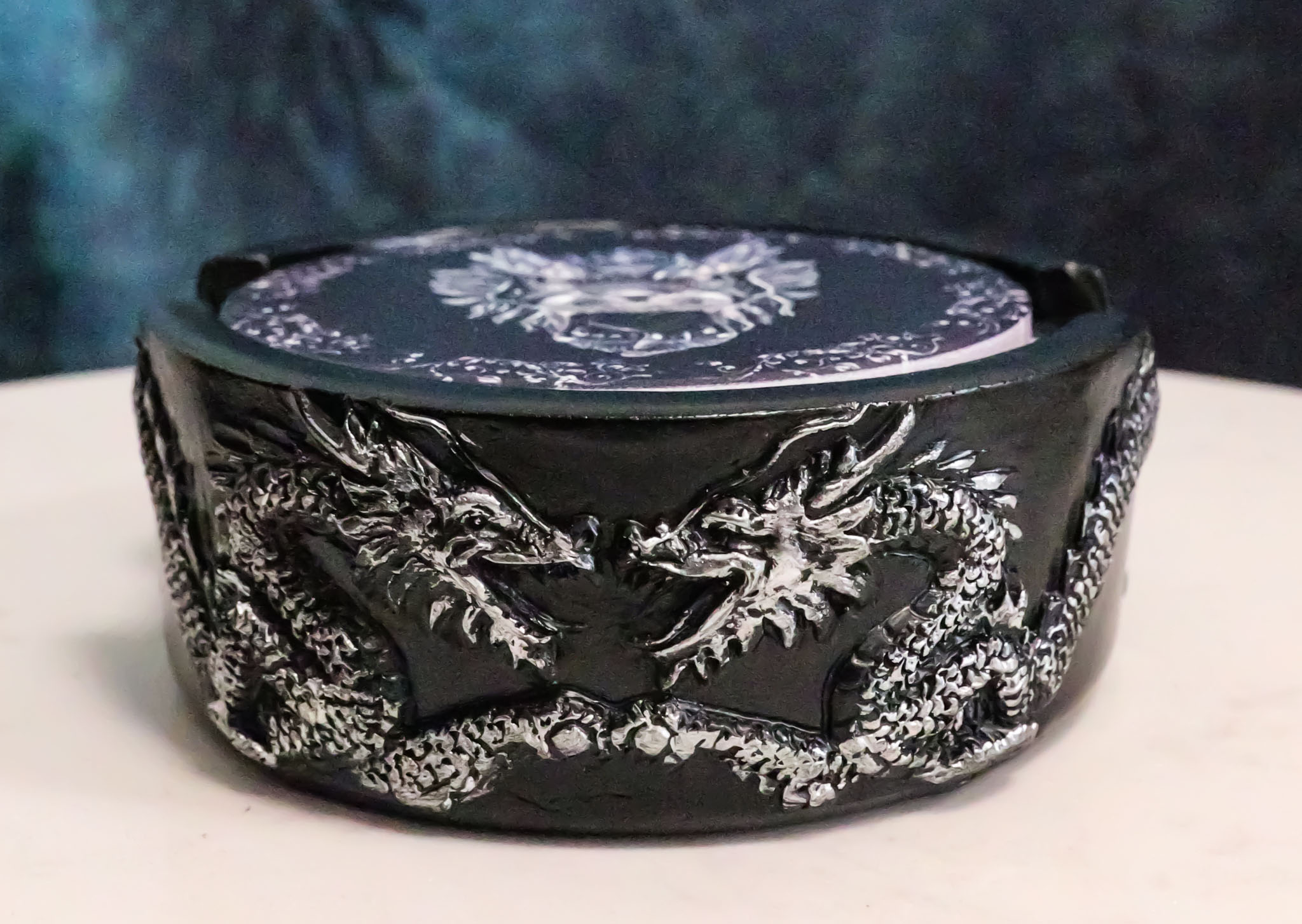 Oriental Dragon King Dueling Dragons Coaster Set Holder With Four ...