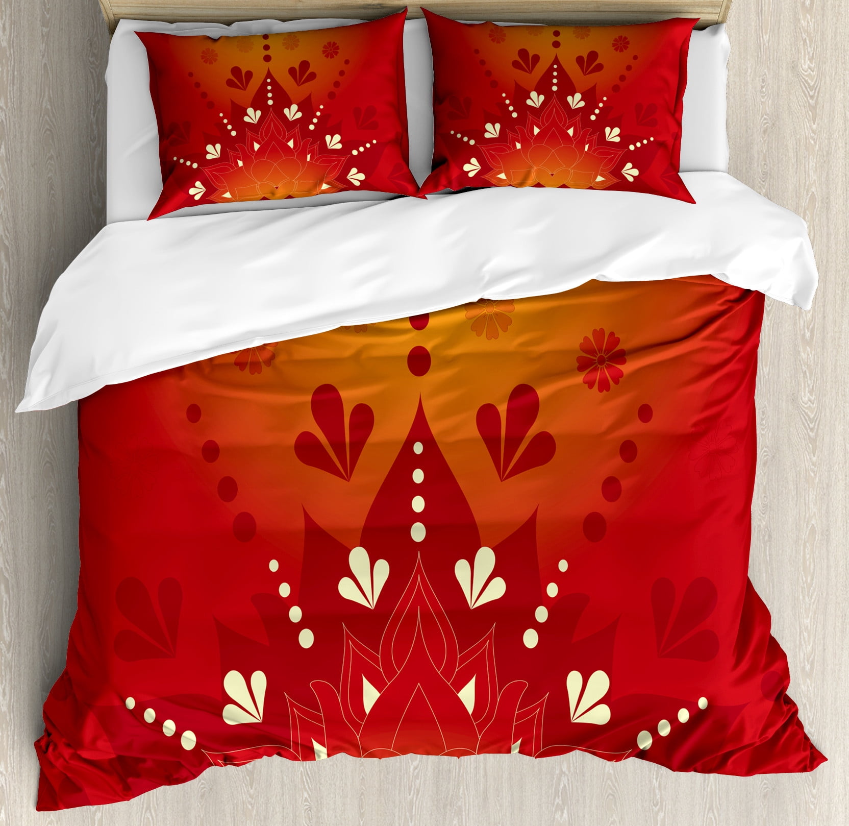 Oriental Duvet Cover Set, Floral Motifs in Style of Southern Culture ...