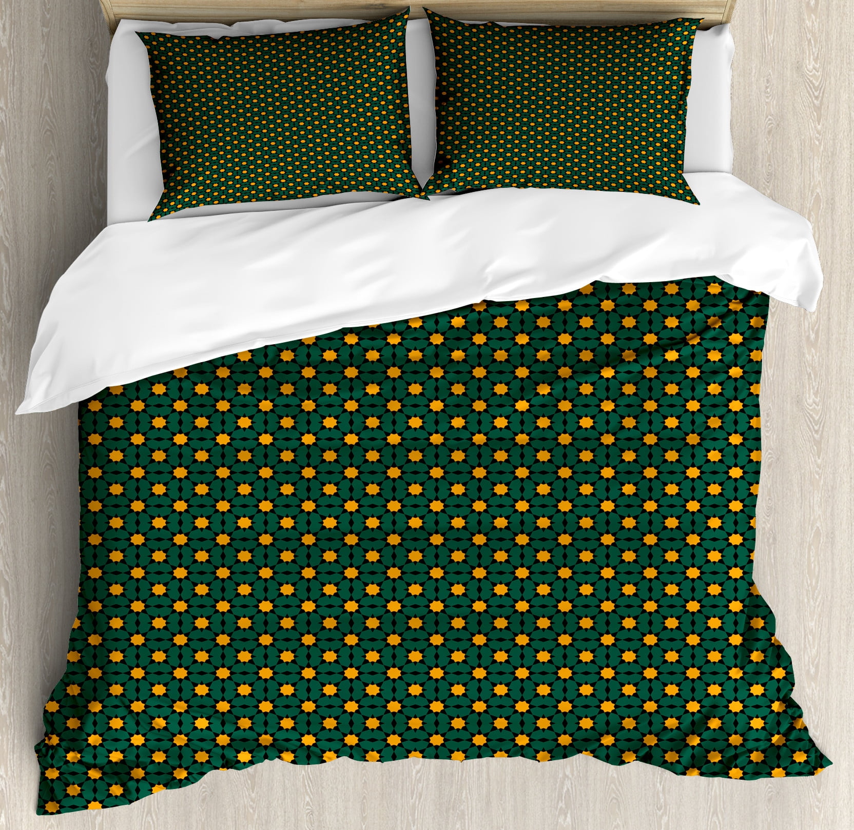 Oriental Duvet Cover Set, Geometric Inspired Moroccan Style Folklore ...