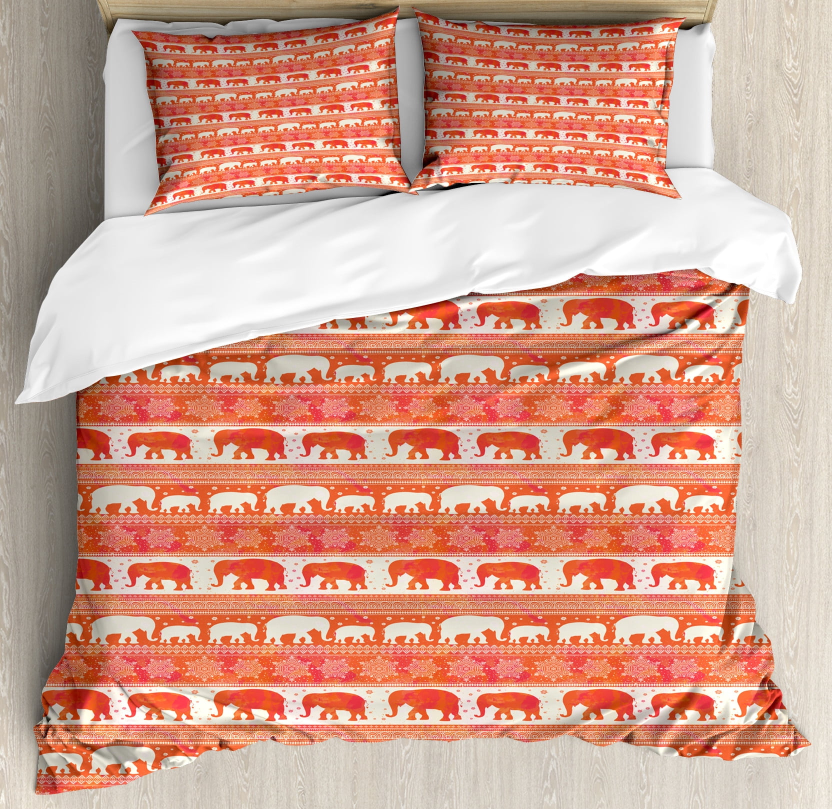 Oriental Duvet Cover Set, Hand Drawn Traditional Silhouettes and Motifs ...