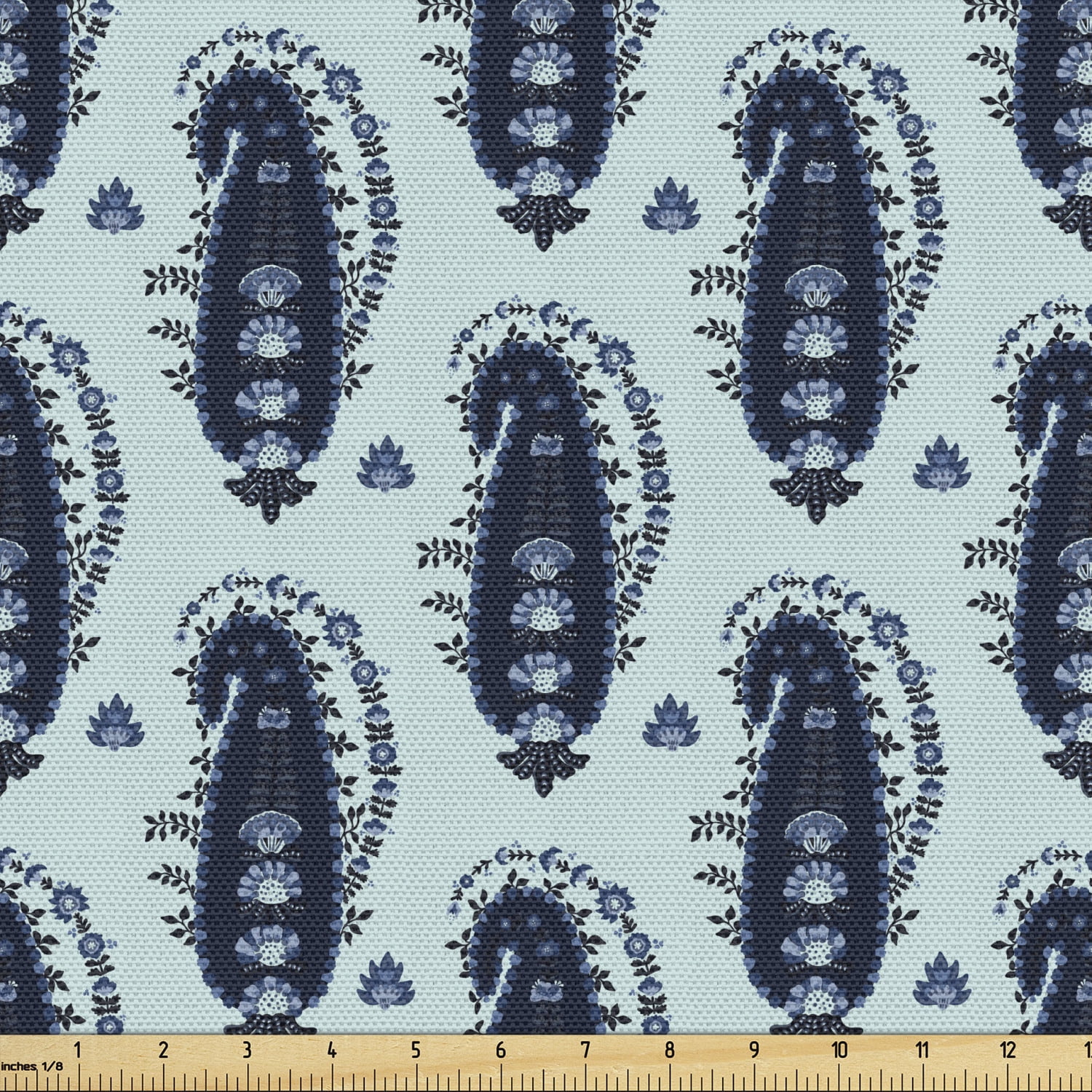 Ambesonne Oriental Fabric by the Yard Upholstery, Eastern Floral ...