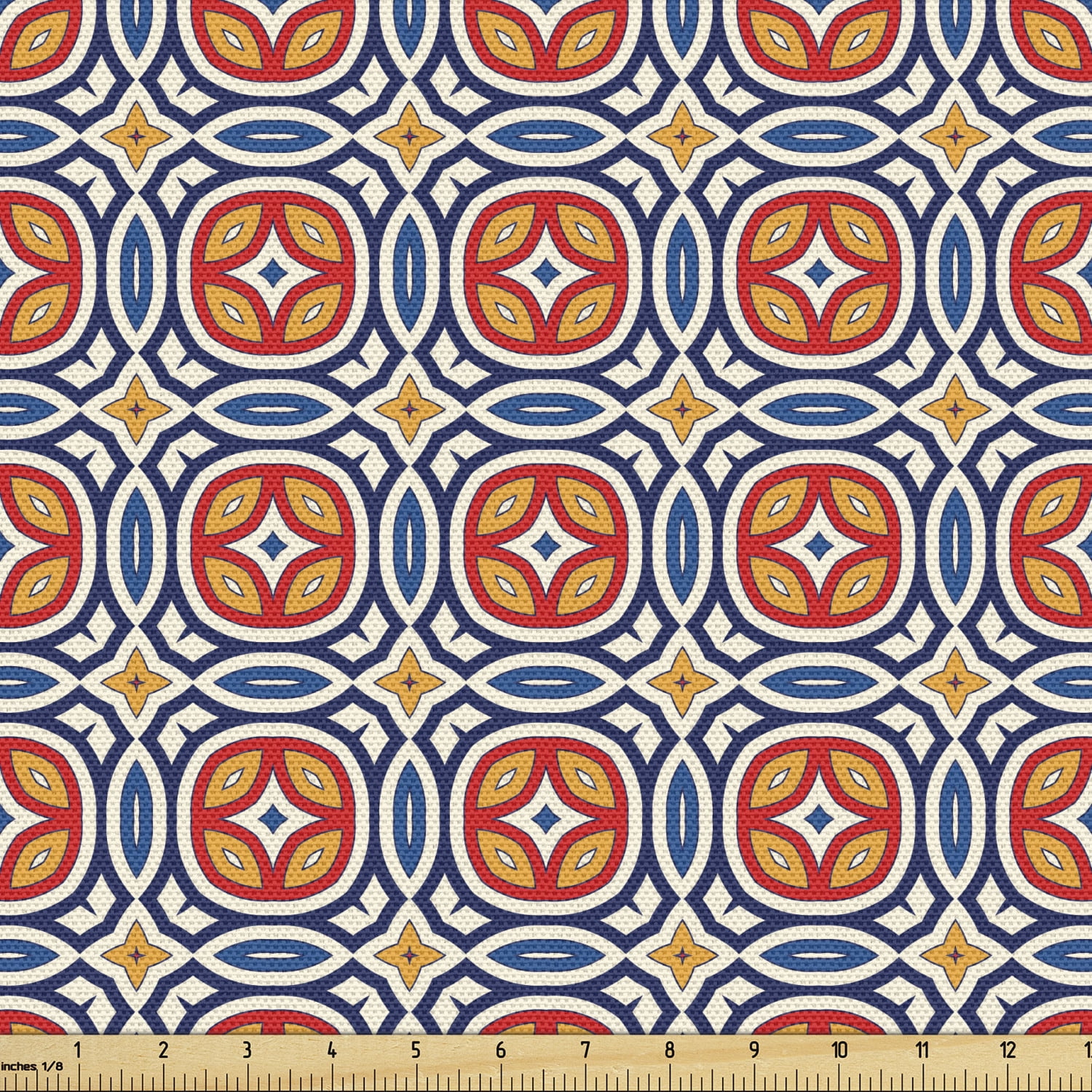 Ambesonne Circles Fabric by the Yard Upholstery, Geometric Curves, 2 ...