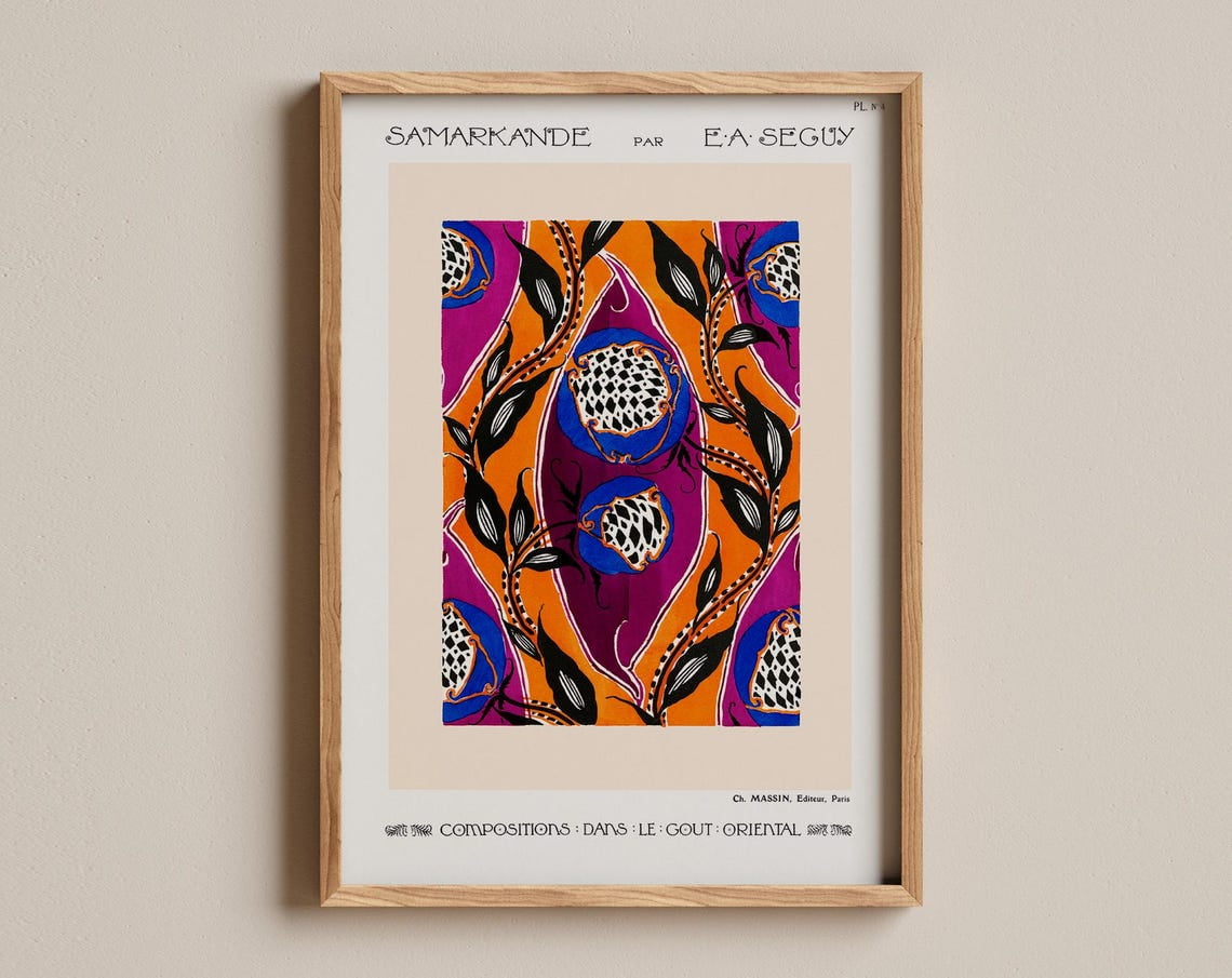 Oriental Floral Pattern Print, E.A. Seguy Design, Samarkande Pochoir ...