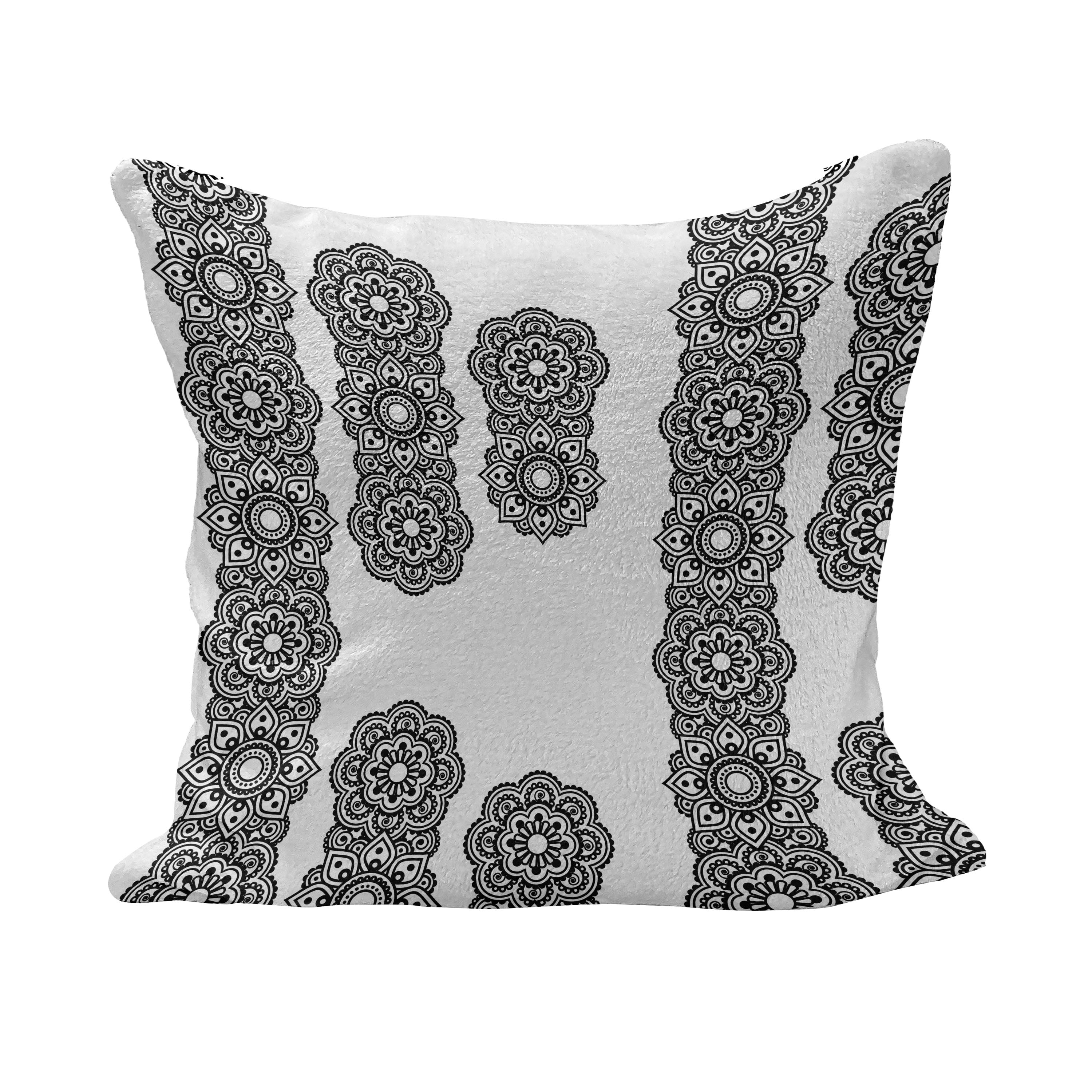 Oriental Fluffy Throw Pillow Cushion Cover, Round Mandala Moroccan ...