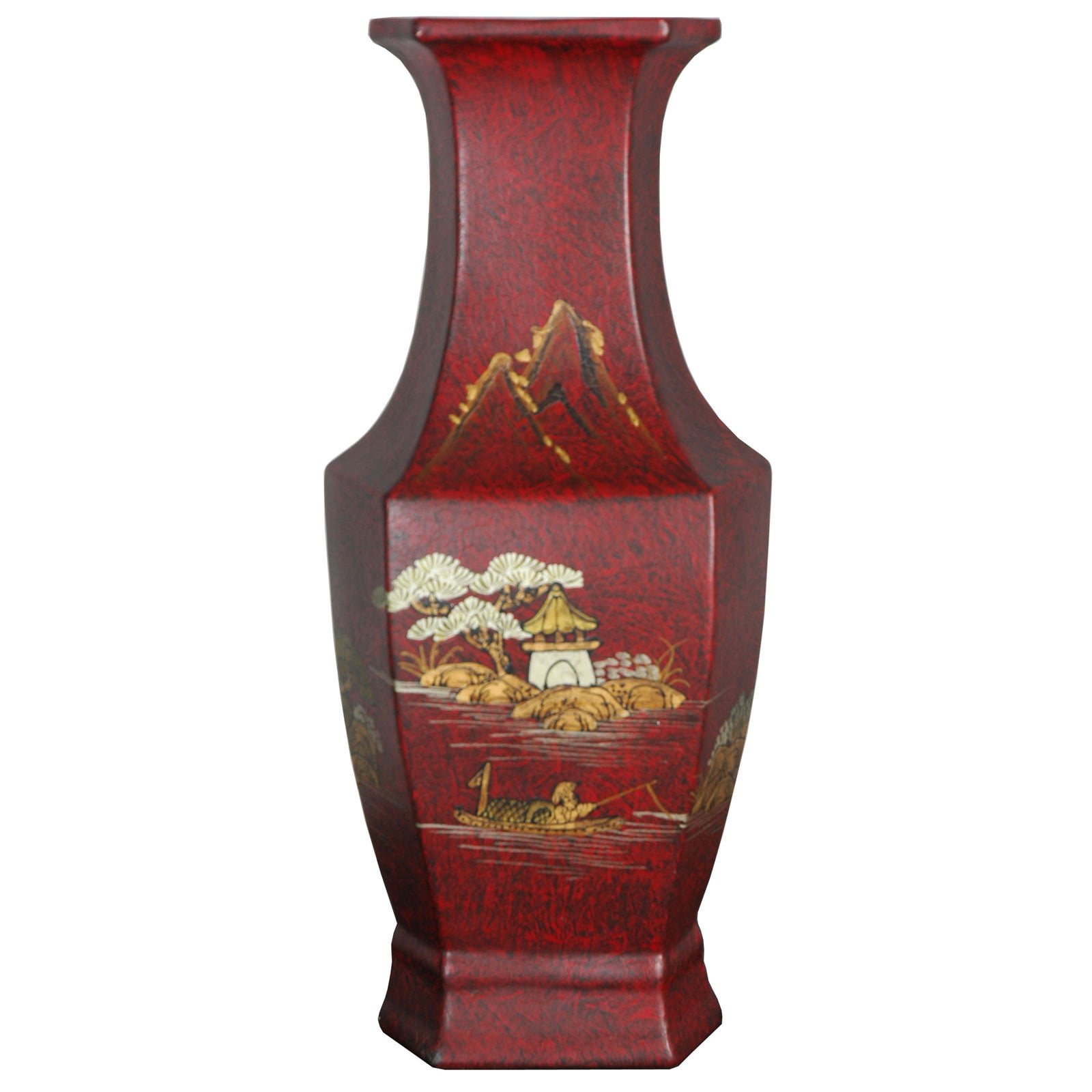 Oriental Furniture 13" Red Square Vase - Walmart.com