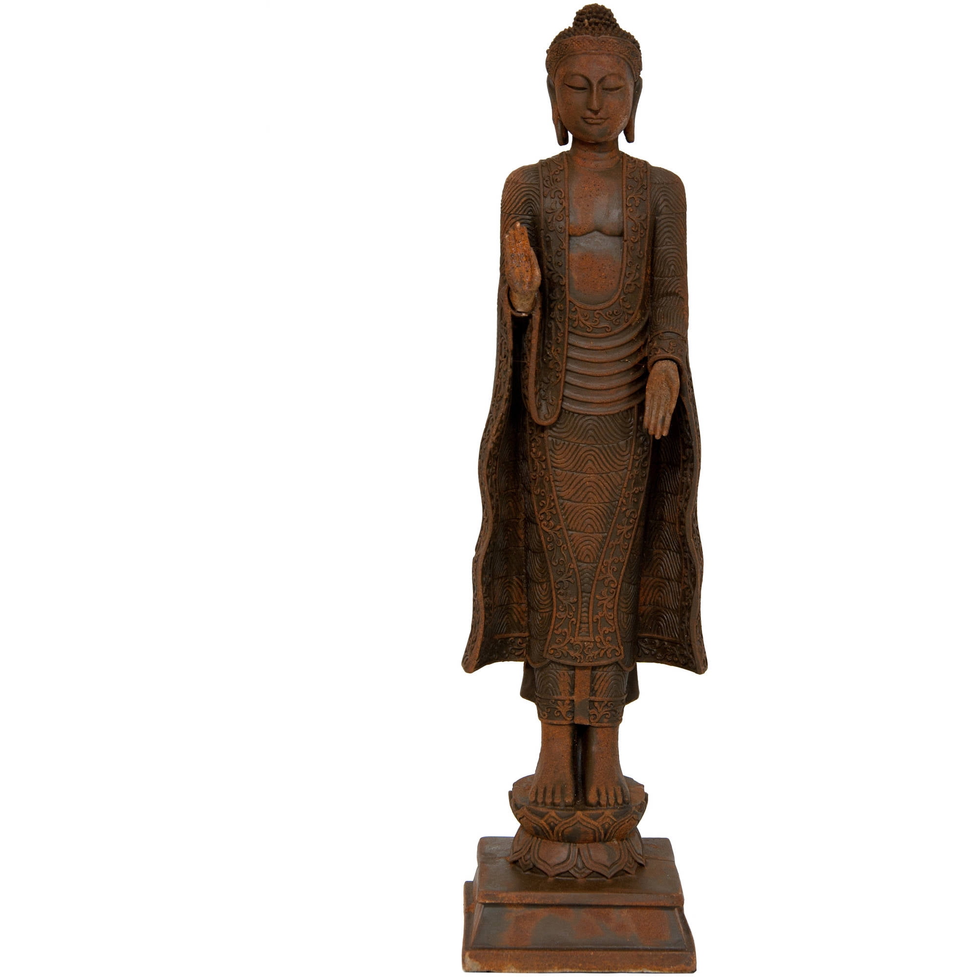 Oriental Furniture 21" Standing Semui-in Rust Patina Buddha Statue ...