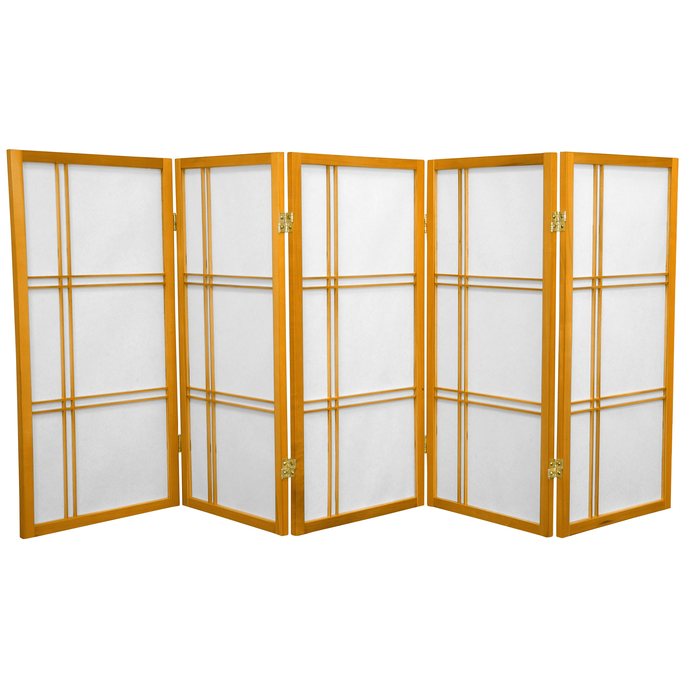 Oriental Furniture 3 Ft Tall Double Cross Shoji Screen, Honey color, 5 ...
