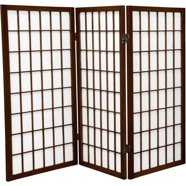 Oriental Furniture 5 ft. Tall Window Pane Shoji Screen - Walnut - 5 ...