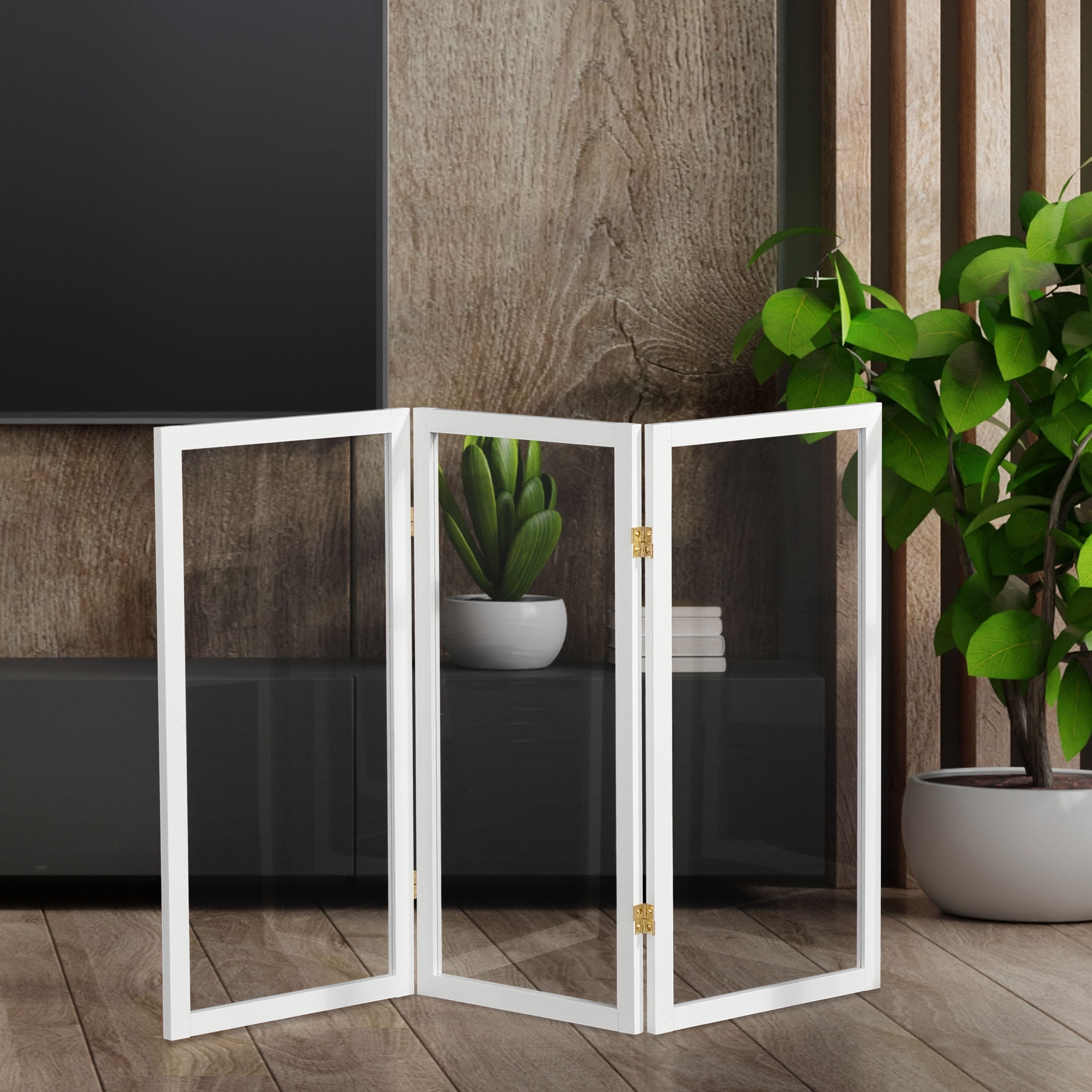 Oriental Furniture 3 ft. Tall Clear Screen White - 3 Panel - Walmart.com