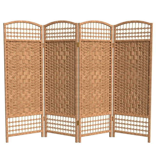 Oriental Furniture 4 ft. Tall Fiber Weave Room Divider - Natural - 4 ...