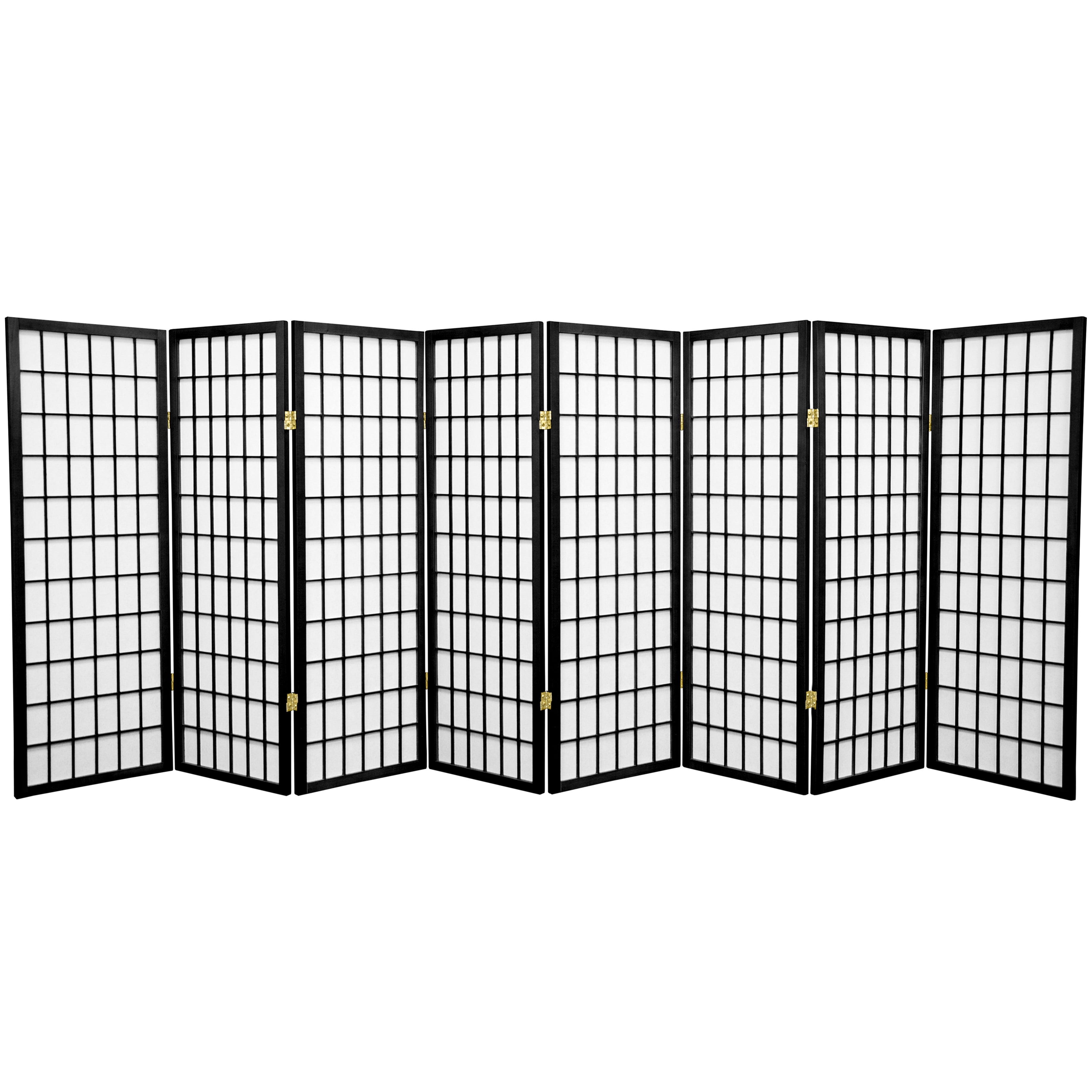 Oriental Furniture 4 ft. Tall Window Pane Shoji Screen - Black - 8 ...