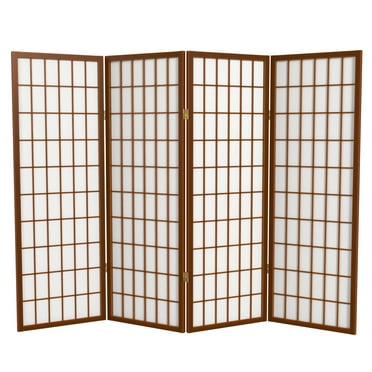 Handmade Woven Fiber Four-Panel Four-Foot Room Divider (China) White ...