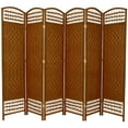 Oriental Furniture 5 1/2 ft. Tall Fiber Weave Room Divider - Dark Beige ...