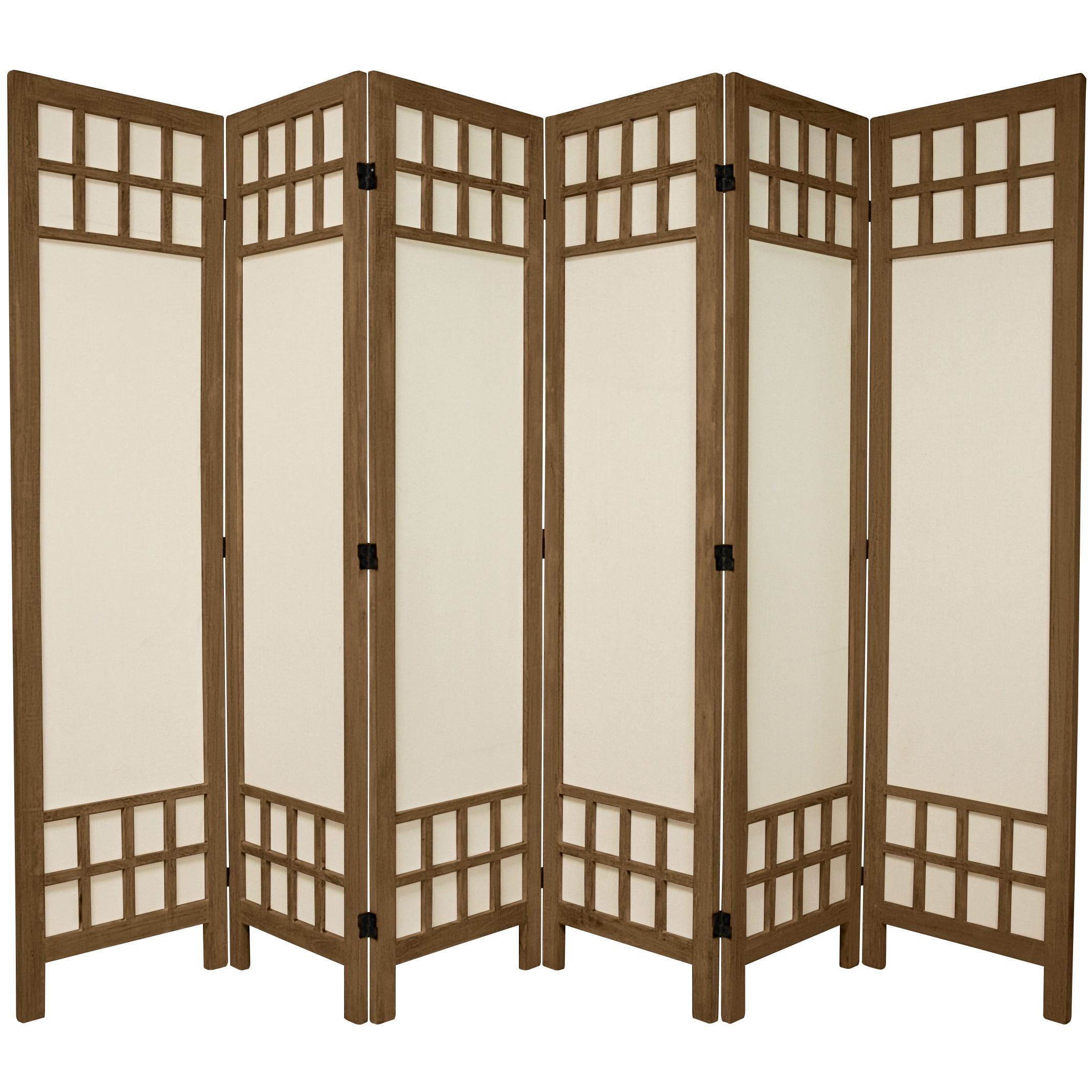 Oriental Furniture 5 1/2 ft. Tall Window Pane Fabric Room Divider ...