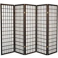 Oriental Furniture 5 ft. Tall Window Pane Shoji Screen - Walnut - 5 ...
