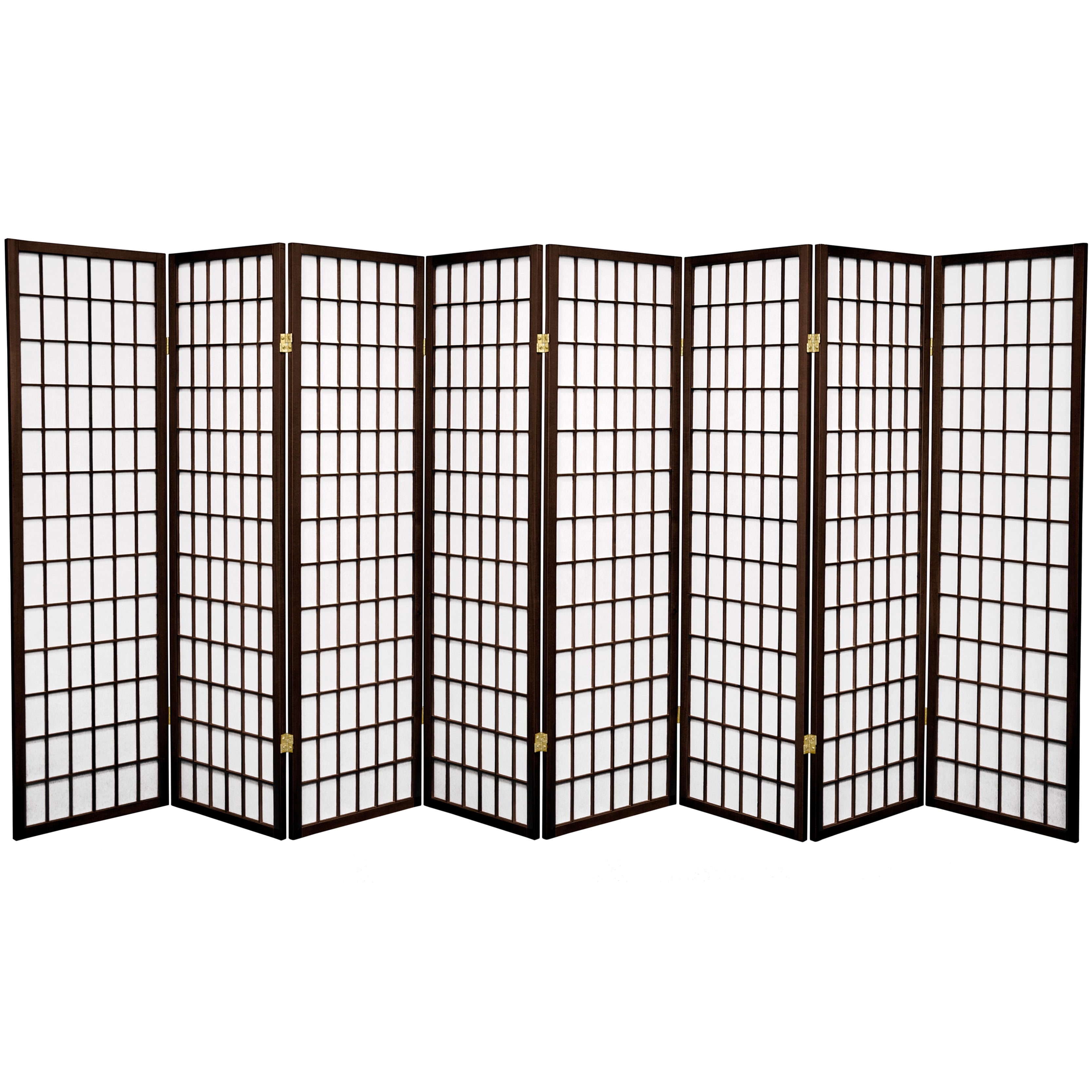 Oriental Furniture 5 ft. Tall Window Pane Shoji Screen - Walnut - 8 ...