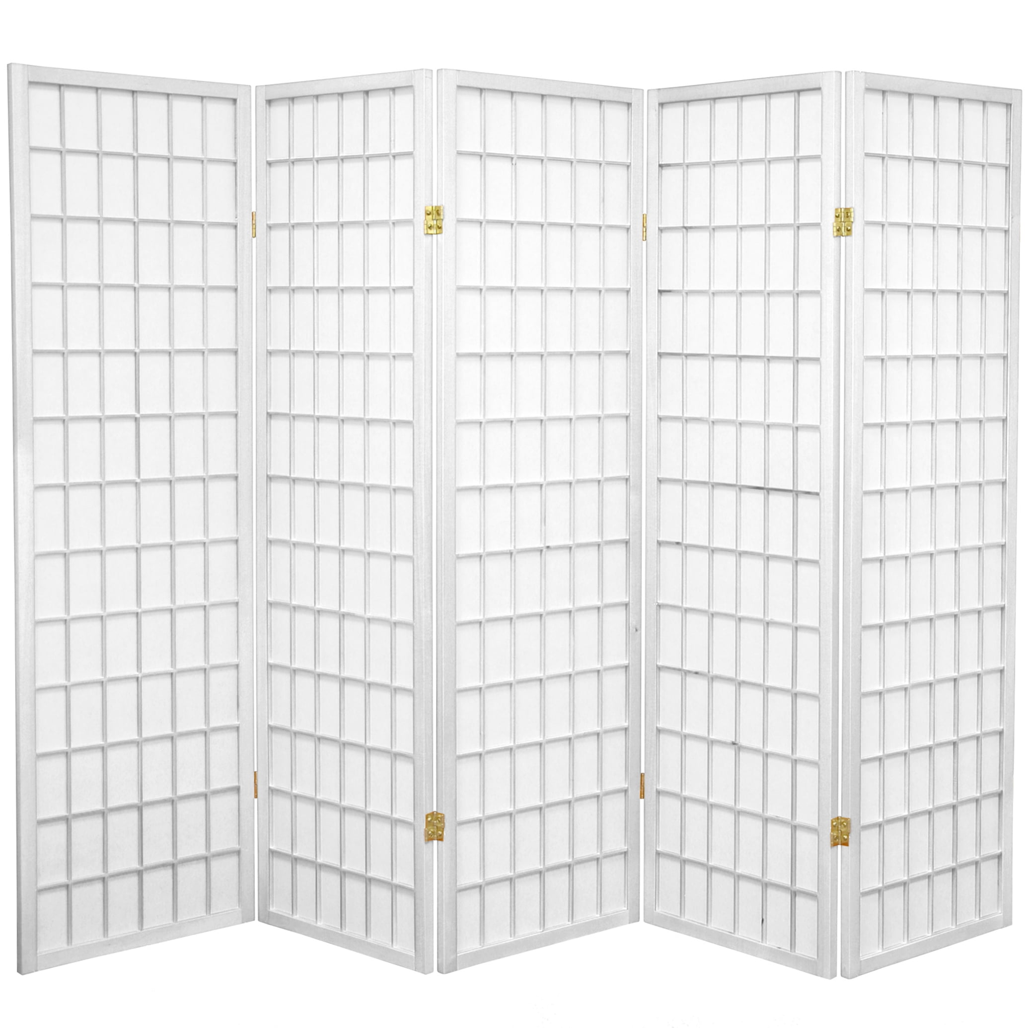 Oriental Furniture 5 ft. Tall Window Pane Shoji Screen - White - 5 ...
