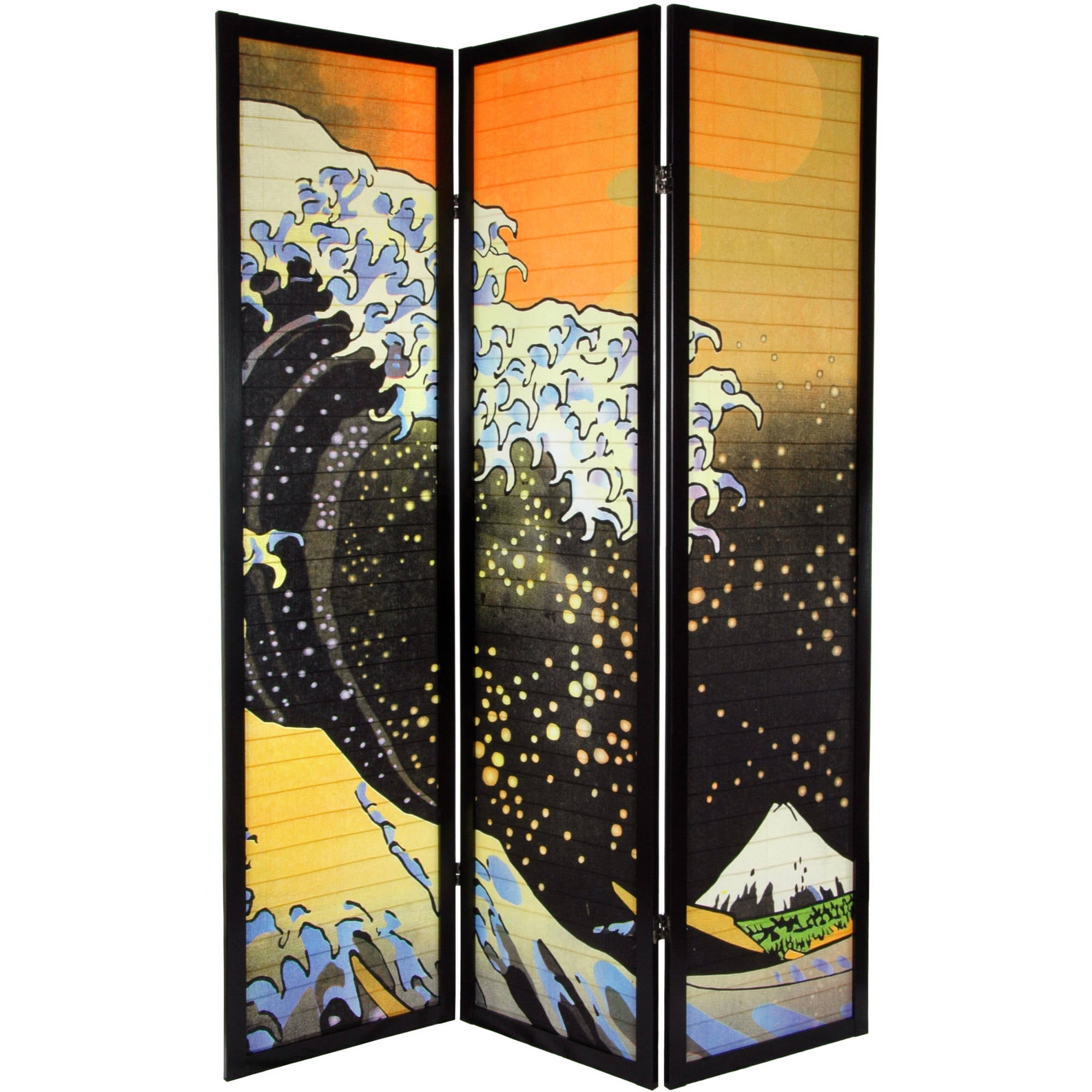 Oriental Furniture 6 Ft Tall Japanese Wave Shoji Screen, 3 Panels ...