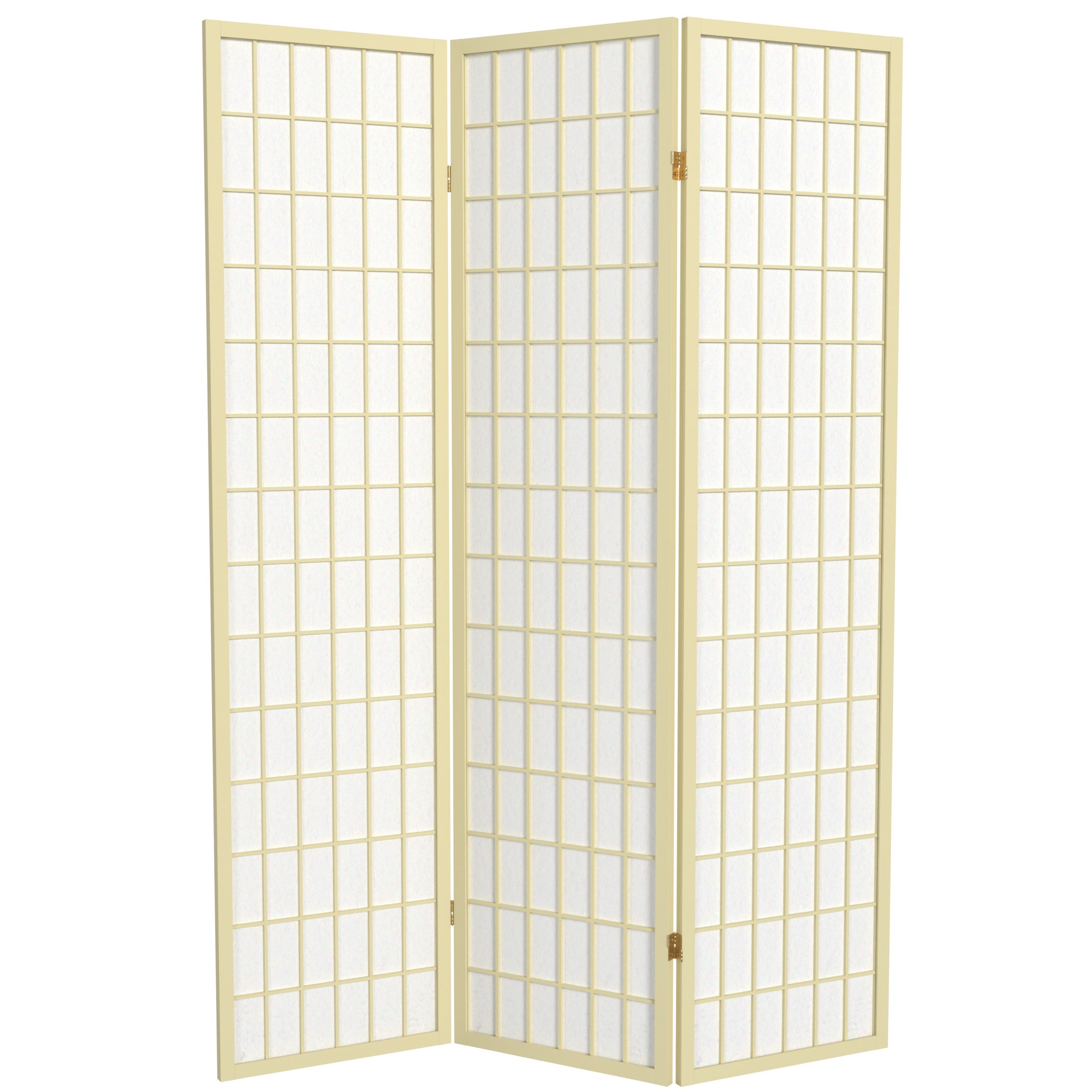 Red Lantern 6 ft. Tall Window Pane Shoji Screen - Ivory with ...