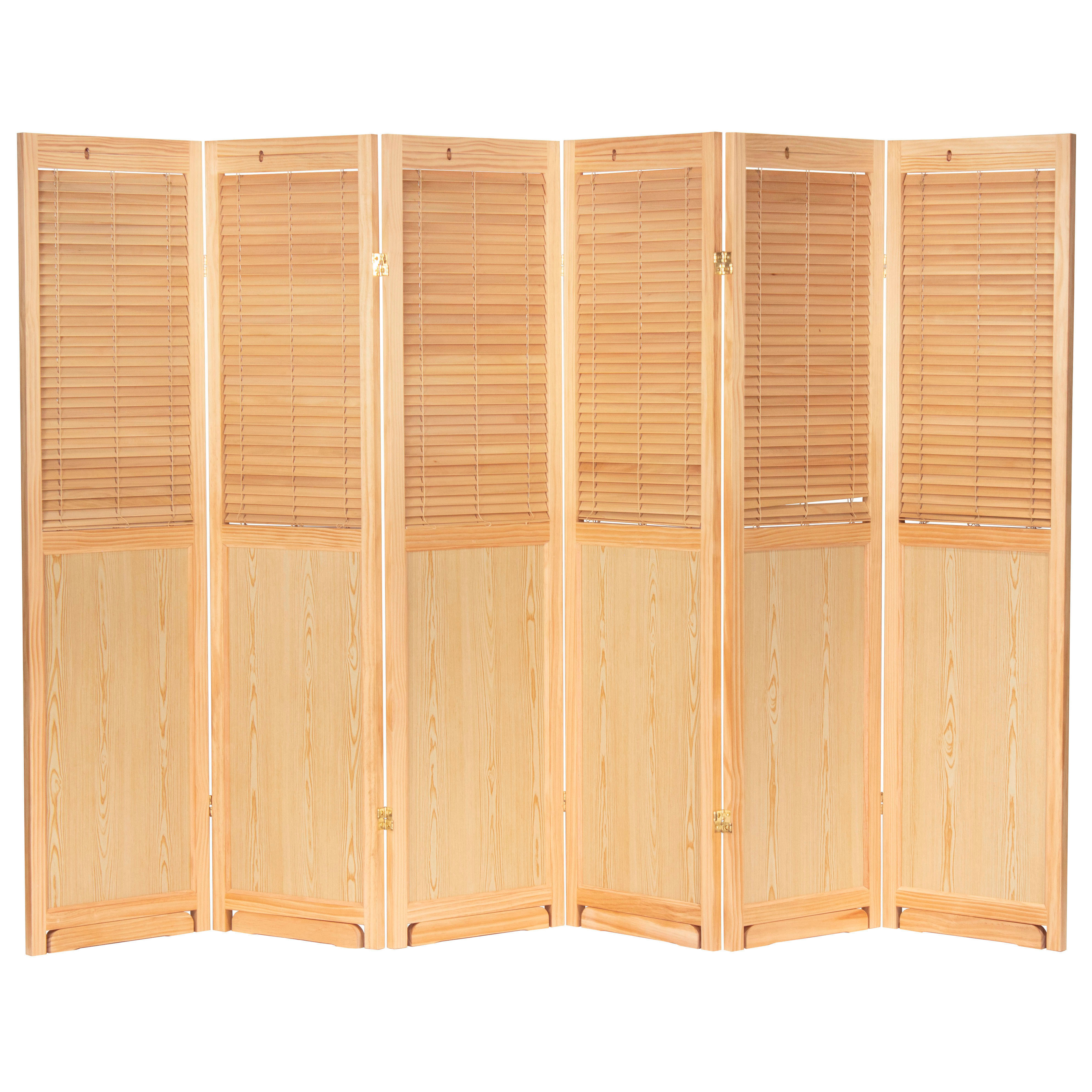 Oriental Furniture 6 ft. Tall Adjustable Shutter Room Divider Natural ...