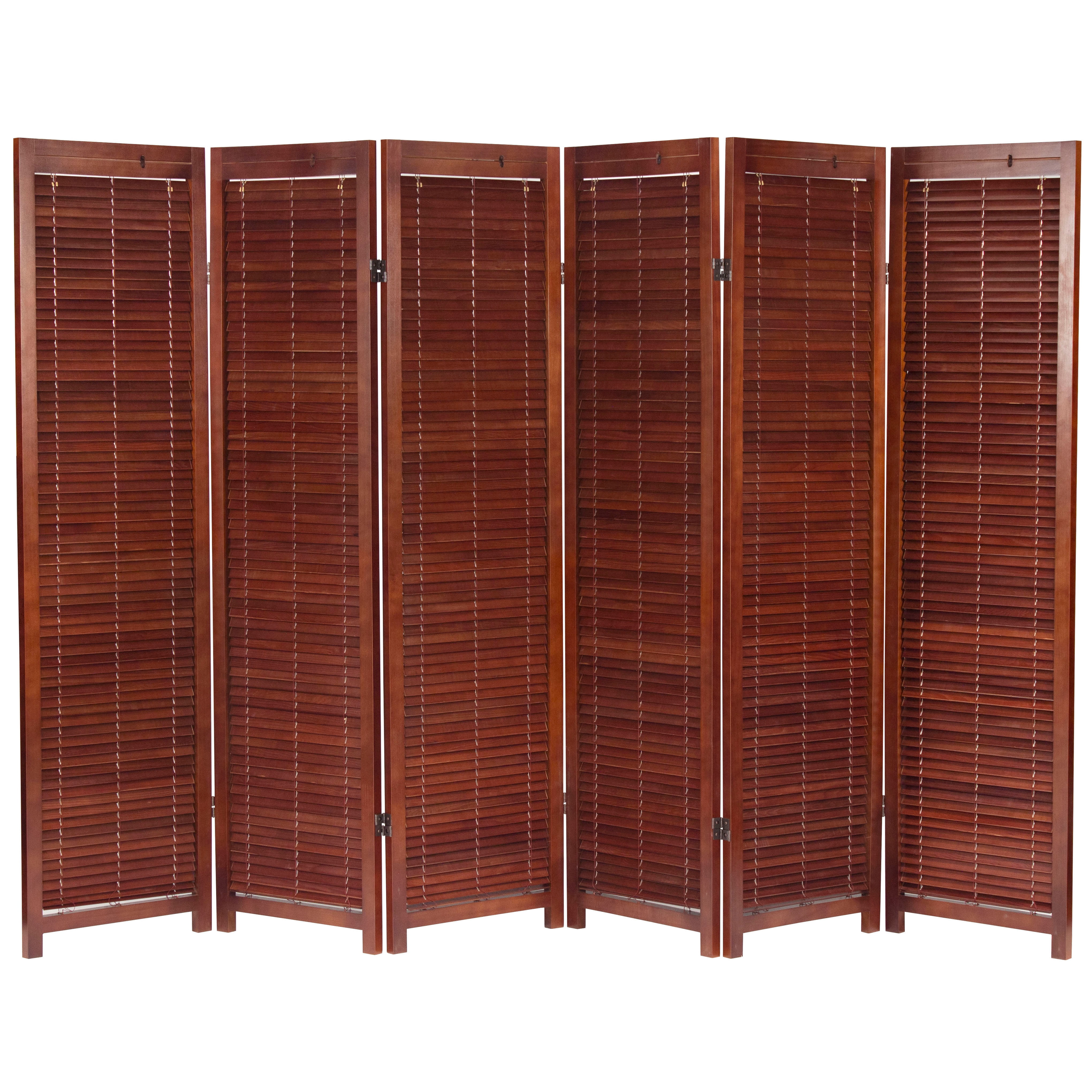Oriental Furniture 6 ft. Tall Adjustable Shutter Room Divider Walnut 6 ...