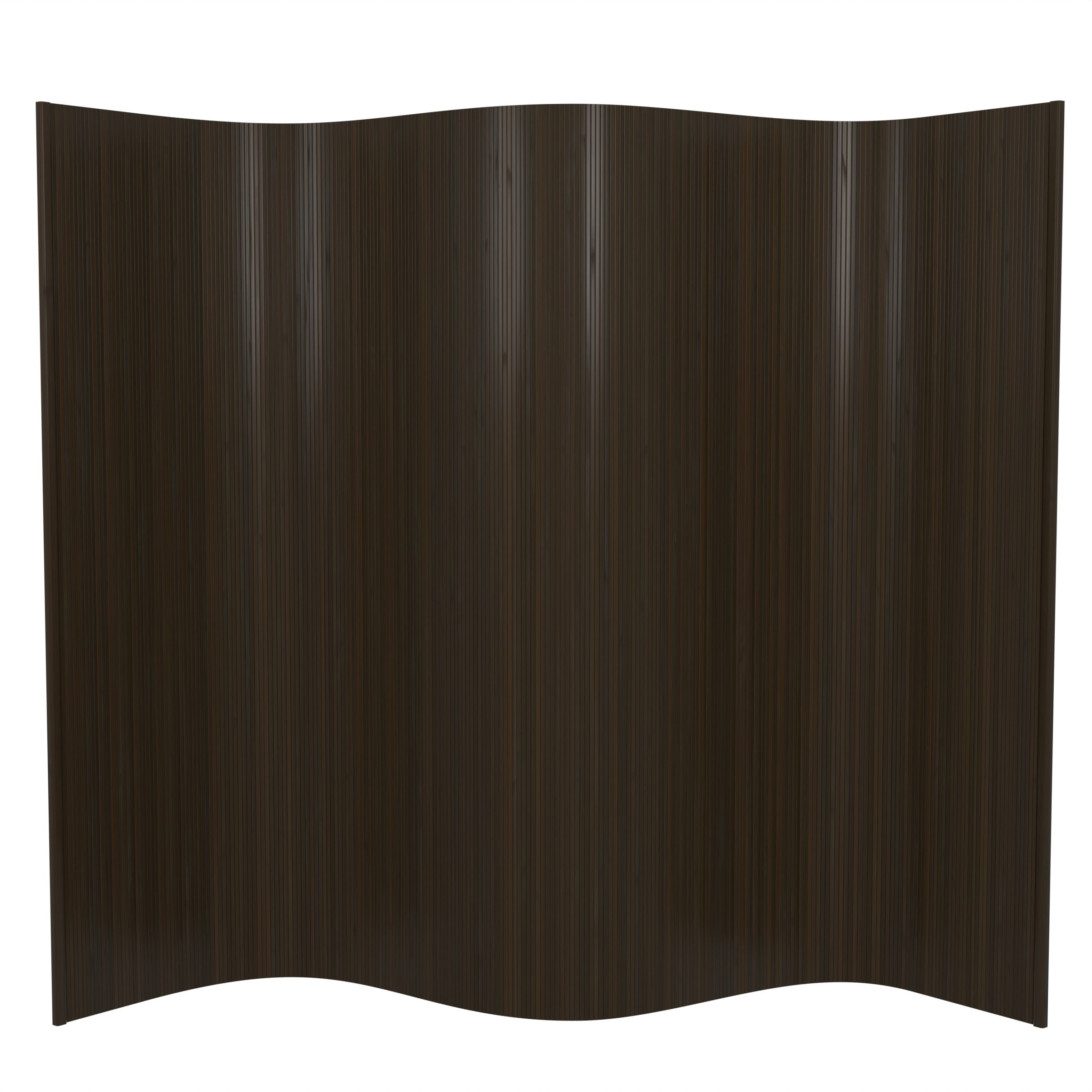 6 ft. Tall Bamboo Wave Room Divider Screen - Dark Mocha Finish ...