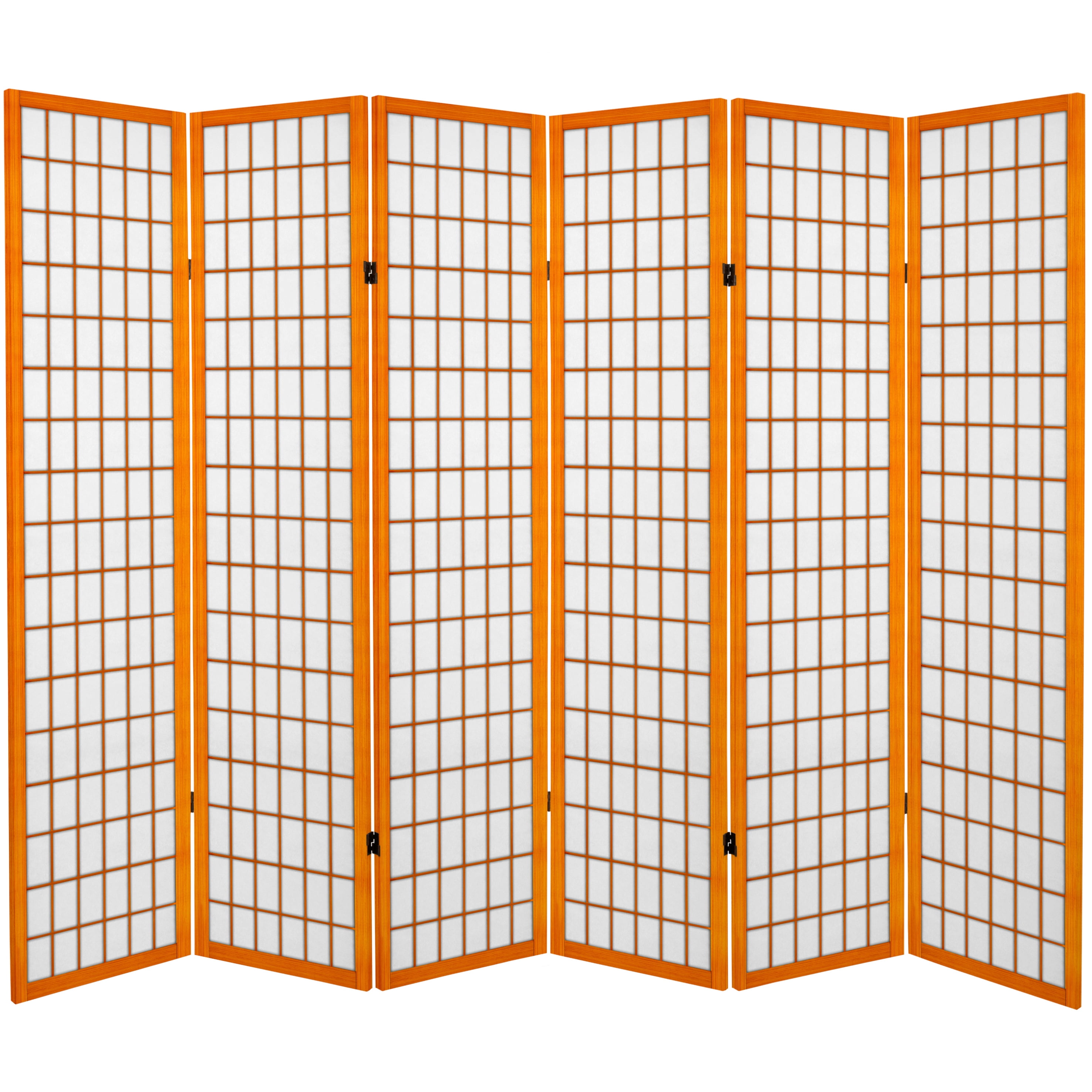 Oriental Furniture 6 ft. Tall Canvas Window Pane Room Divider - Honey ...