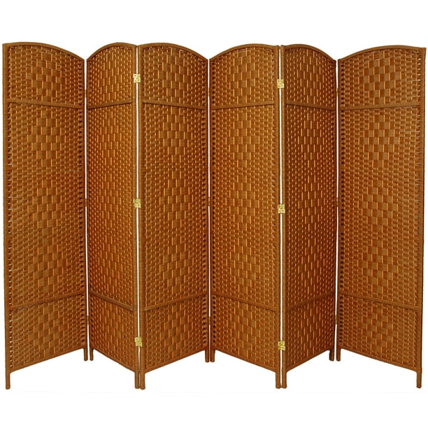 Oriental Furniture 6 ft. Tall Diamond Weave Room Divider - Dark Beige ...