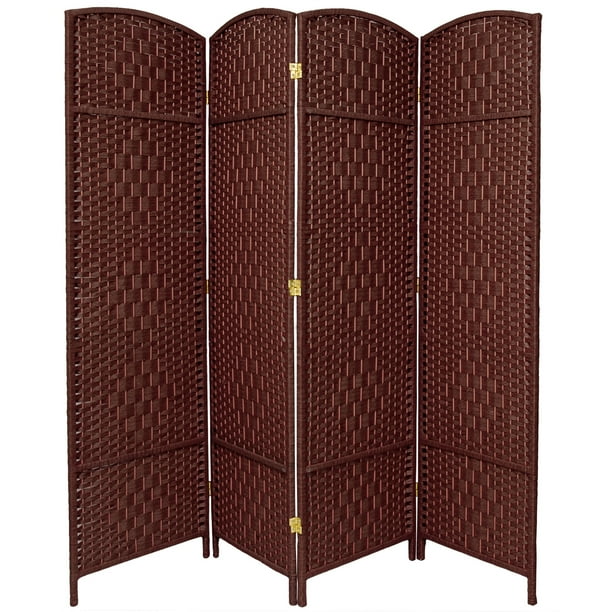 Oriental Furniture 6 ft. Tall Diamond Weave Room Divider - Dark Red - 4 ...
