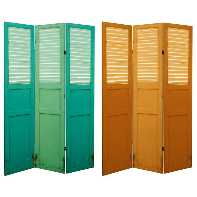 Oriental Furniture 6 ft. Tall Double Sided Distressed Door Panel Canvas ...