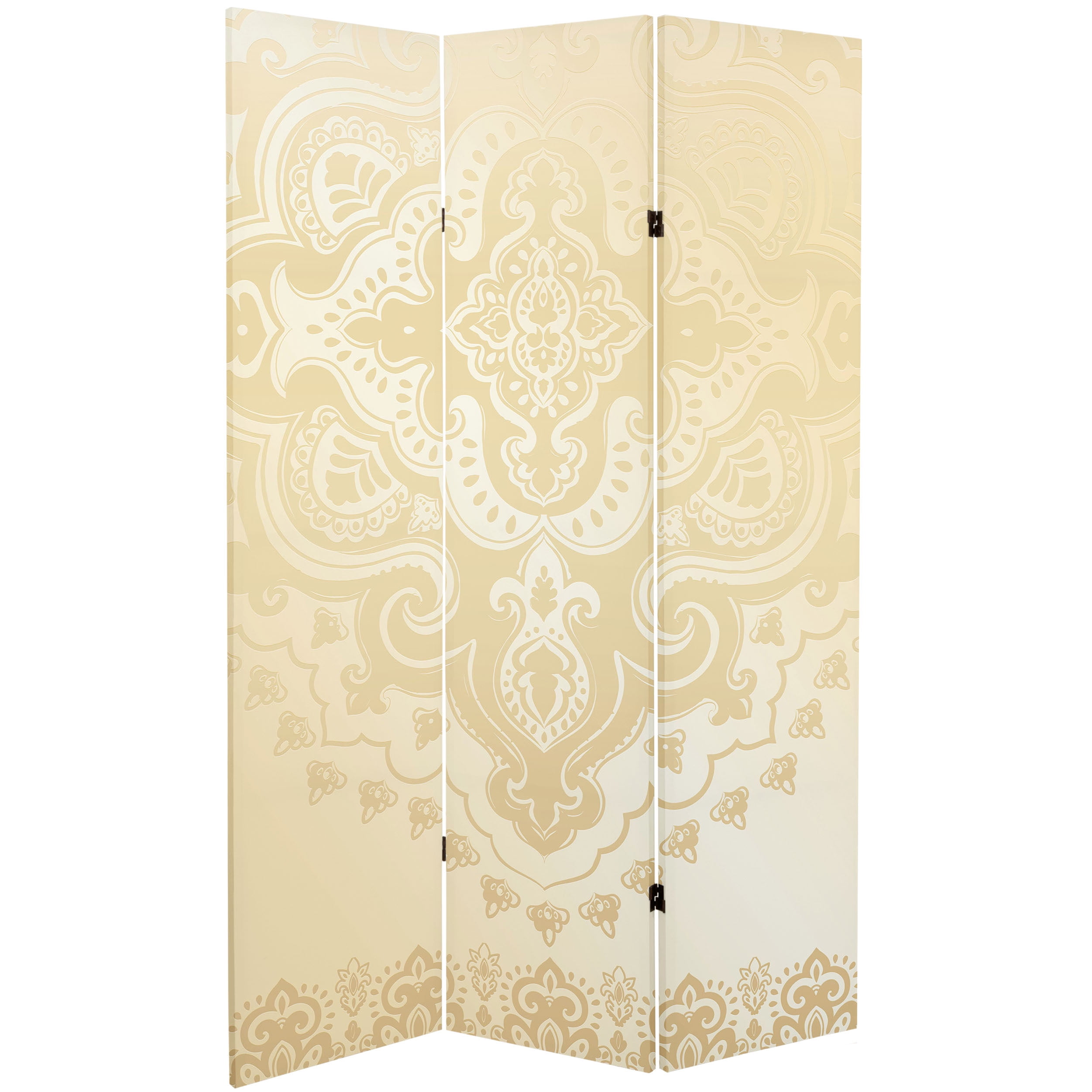 Oriental Furniture 6 ft. Tall Ivory Pattern Canvas Room Divider - 3 ...
