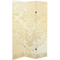 Oriental Furniture 6 ft. Tall Ivory Pattern Canvas Room Divider - 3 ...