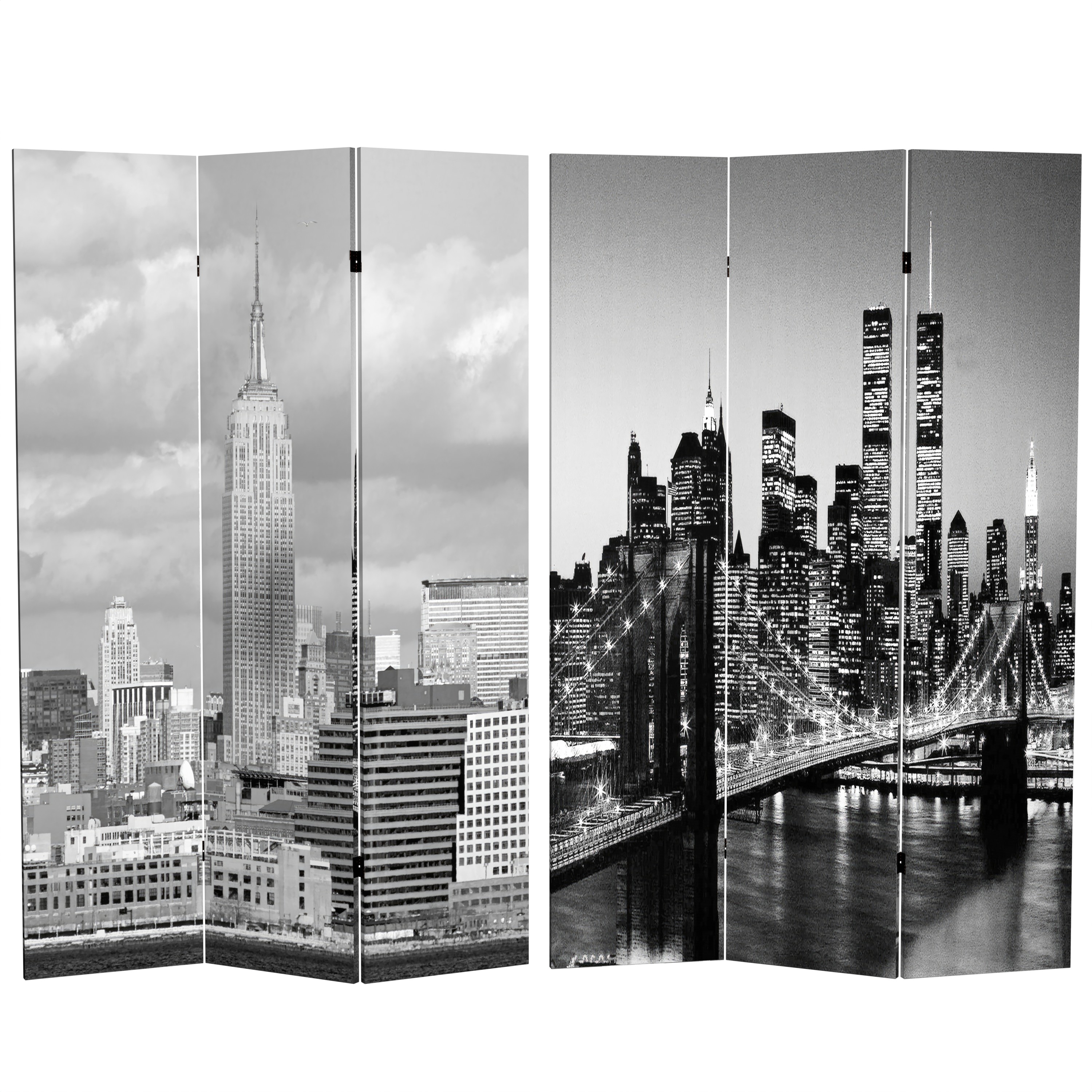 Oriental Furniture 6 ft. Tall New York Scenes Canvas Room Divider - 3 ...