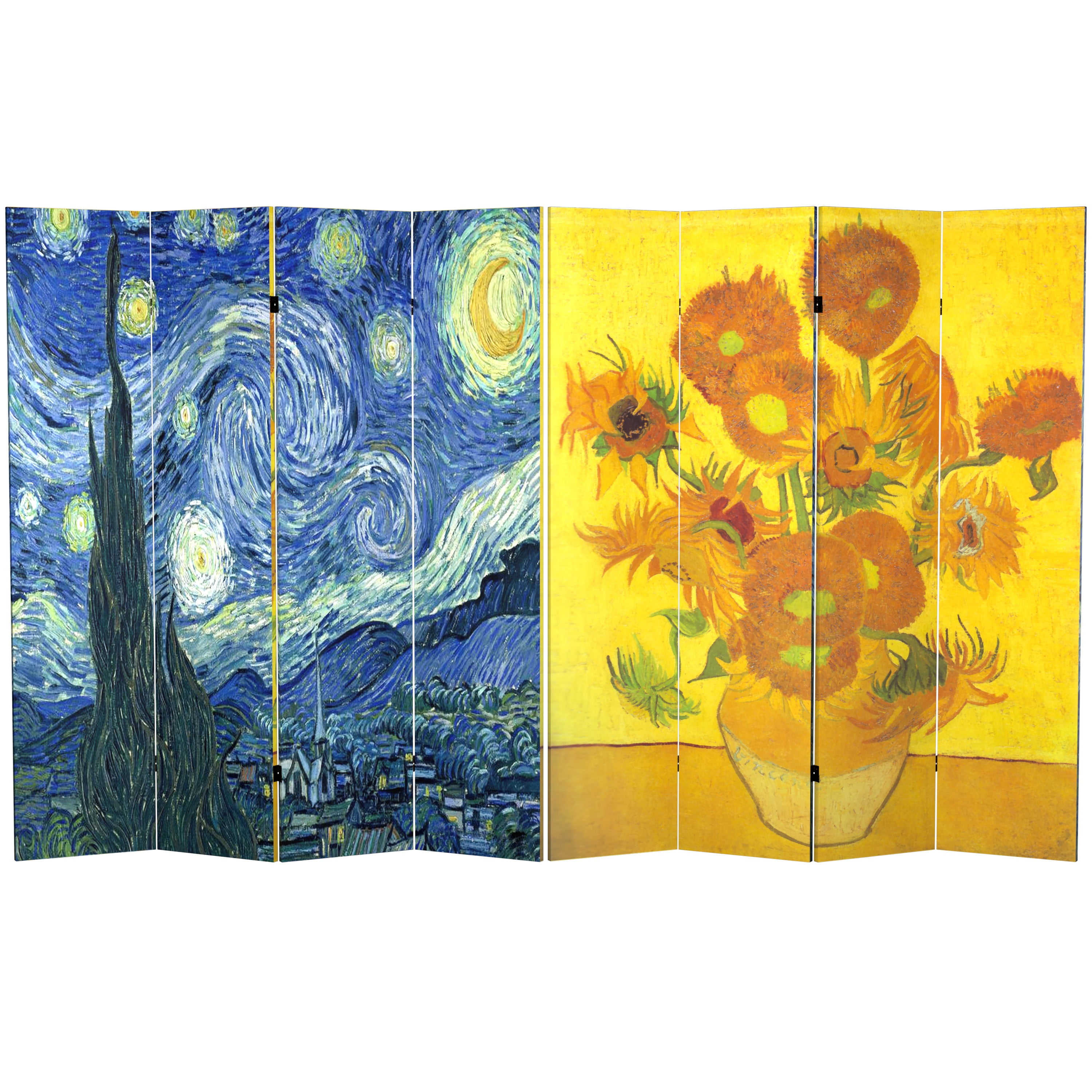 Oriental Furniture 6 ft. Tall Van Gogh Canvas Room Divider - 4 Panel ...