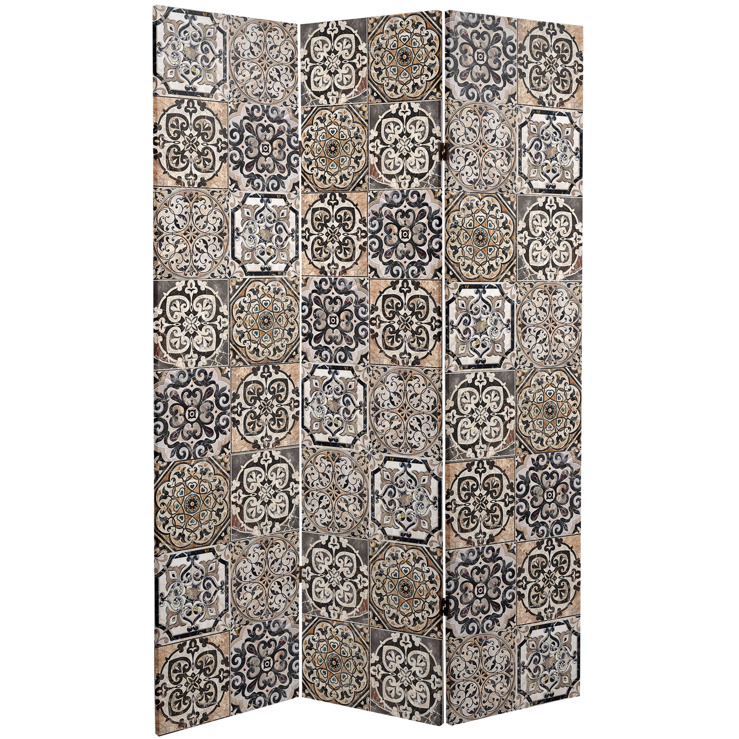 Oriental Furniture 6 ft. Tall Victorian Tile Canvas Room Divider - 3 ...