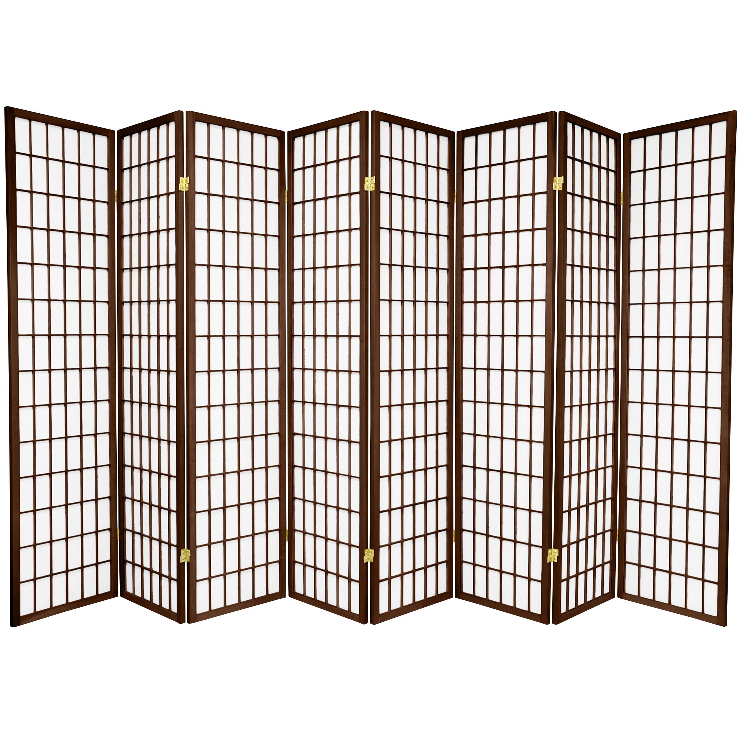 Oriental Furniture 6 ft. Tall Window Pane Shoji Screen - Walnut - 8 ...