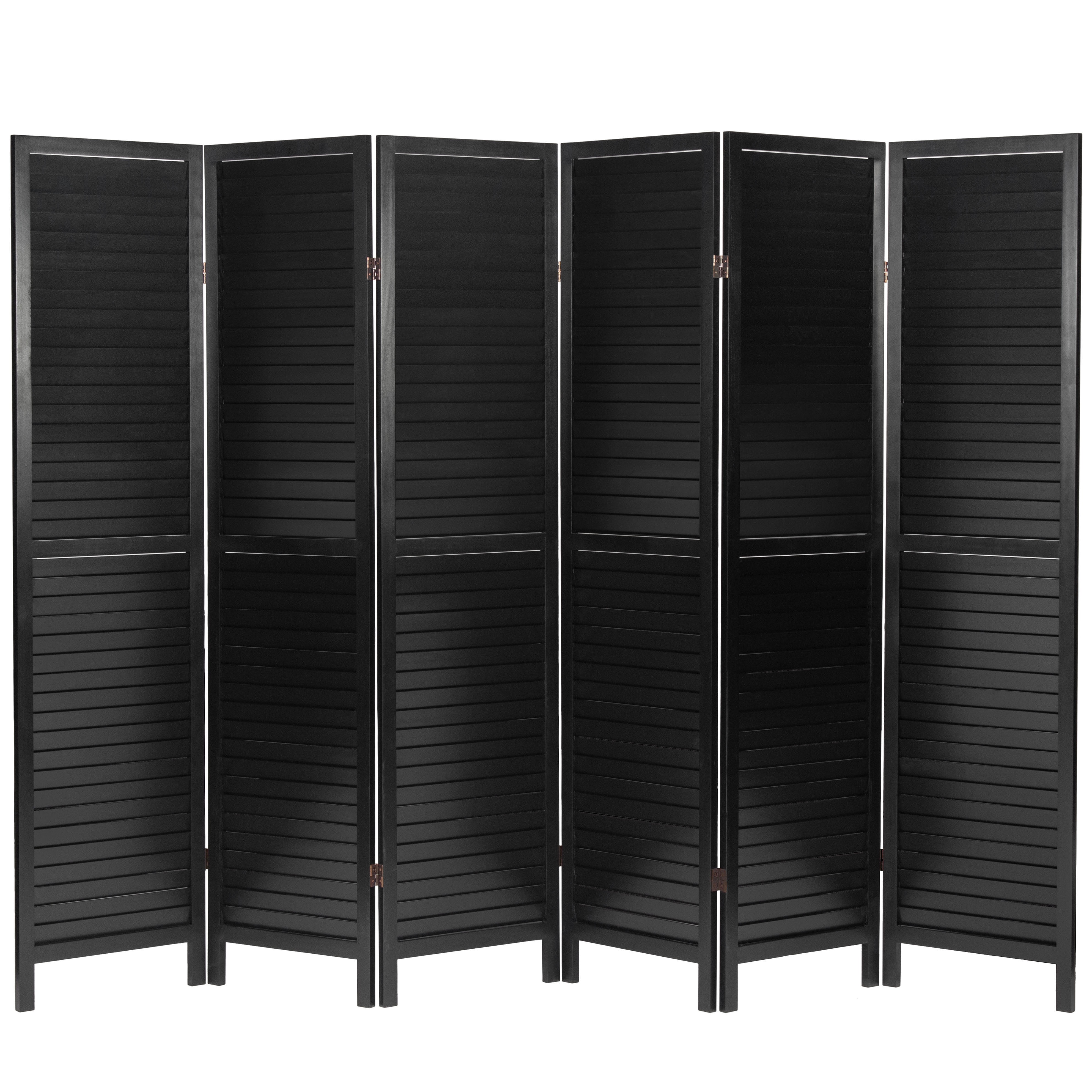Oriental Furniture 6 ft. Tall Wooden Louvered Room Divider Black 6 ...