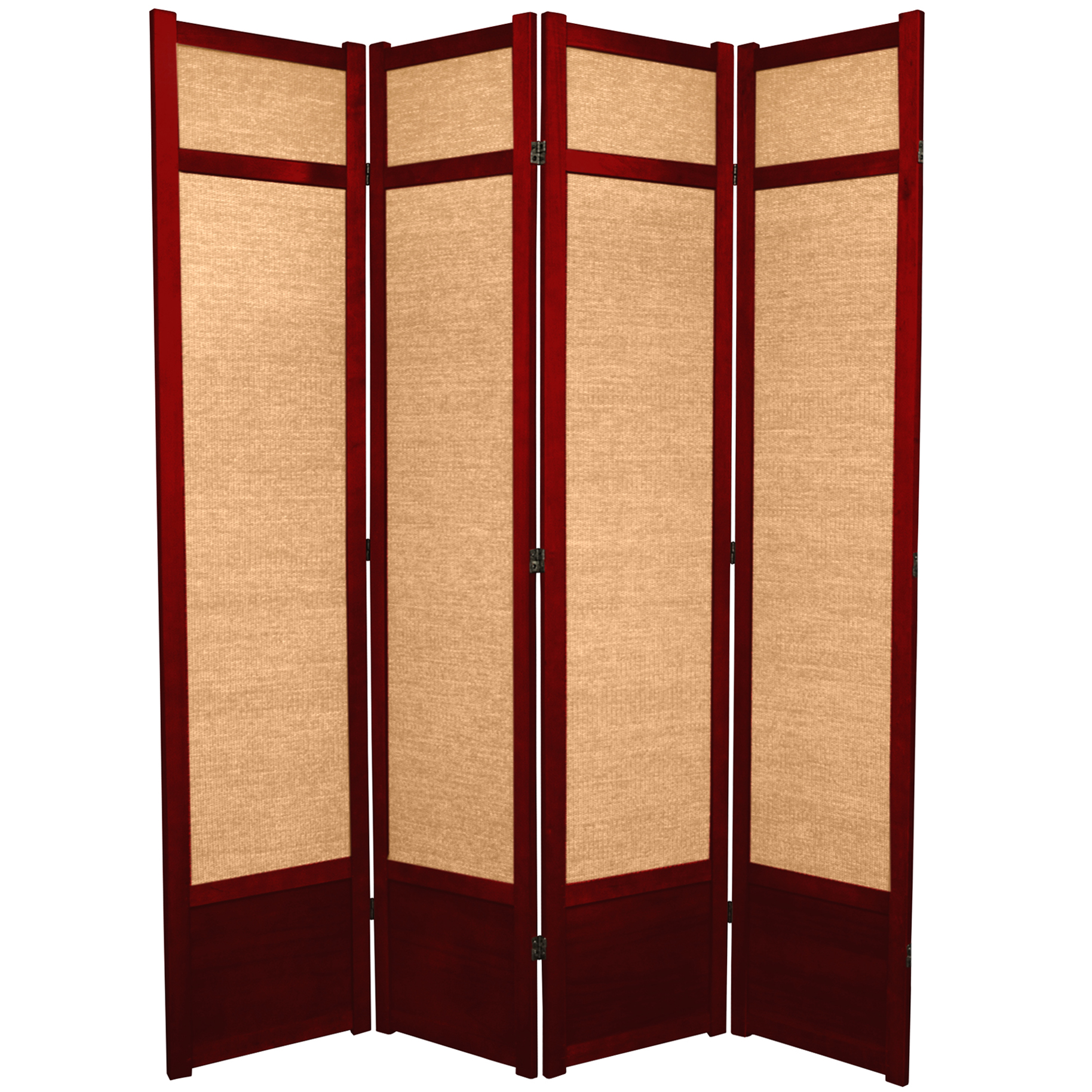 Oriental Furniture 7 Ft Tall Jute Shoji Screen, 4 panel, rosewood color ...