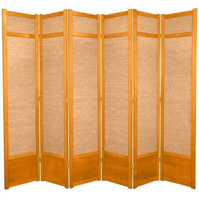 Oriental Furniture 7 Ft Tall Jute Shoji Screen, 6 panel, honey color ...