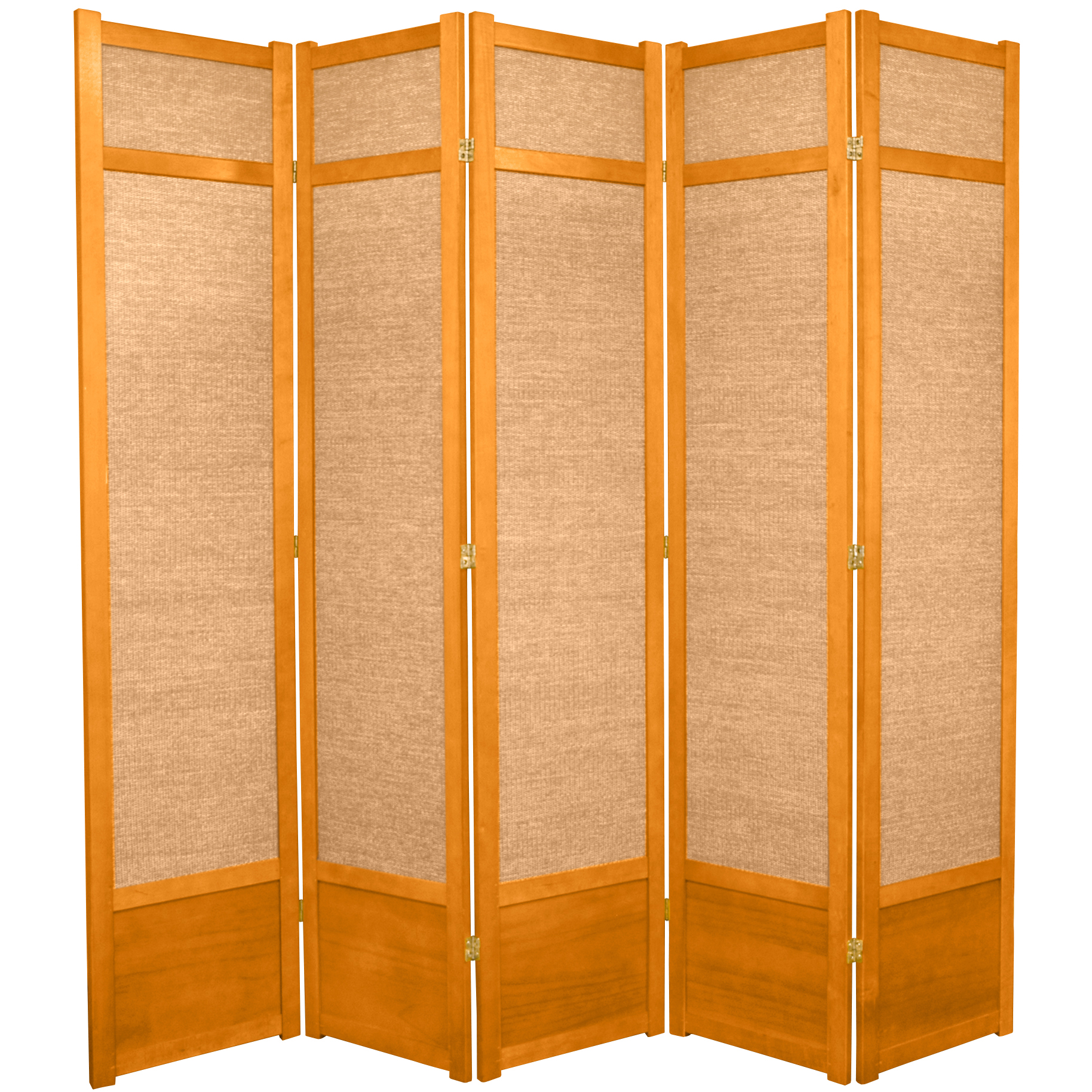 Oriental Furniture 7 Ft Tall Jute Shoji Screen, Jute, Wood, 5 panel ...