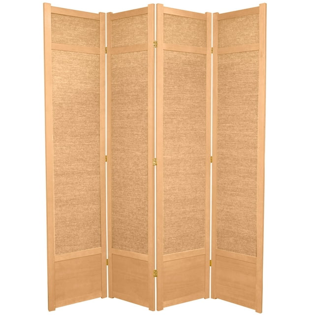 Oriental Furniture 7 Ft Tall Jute Shoji Screen, Natural, 4 panel ...
